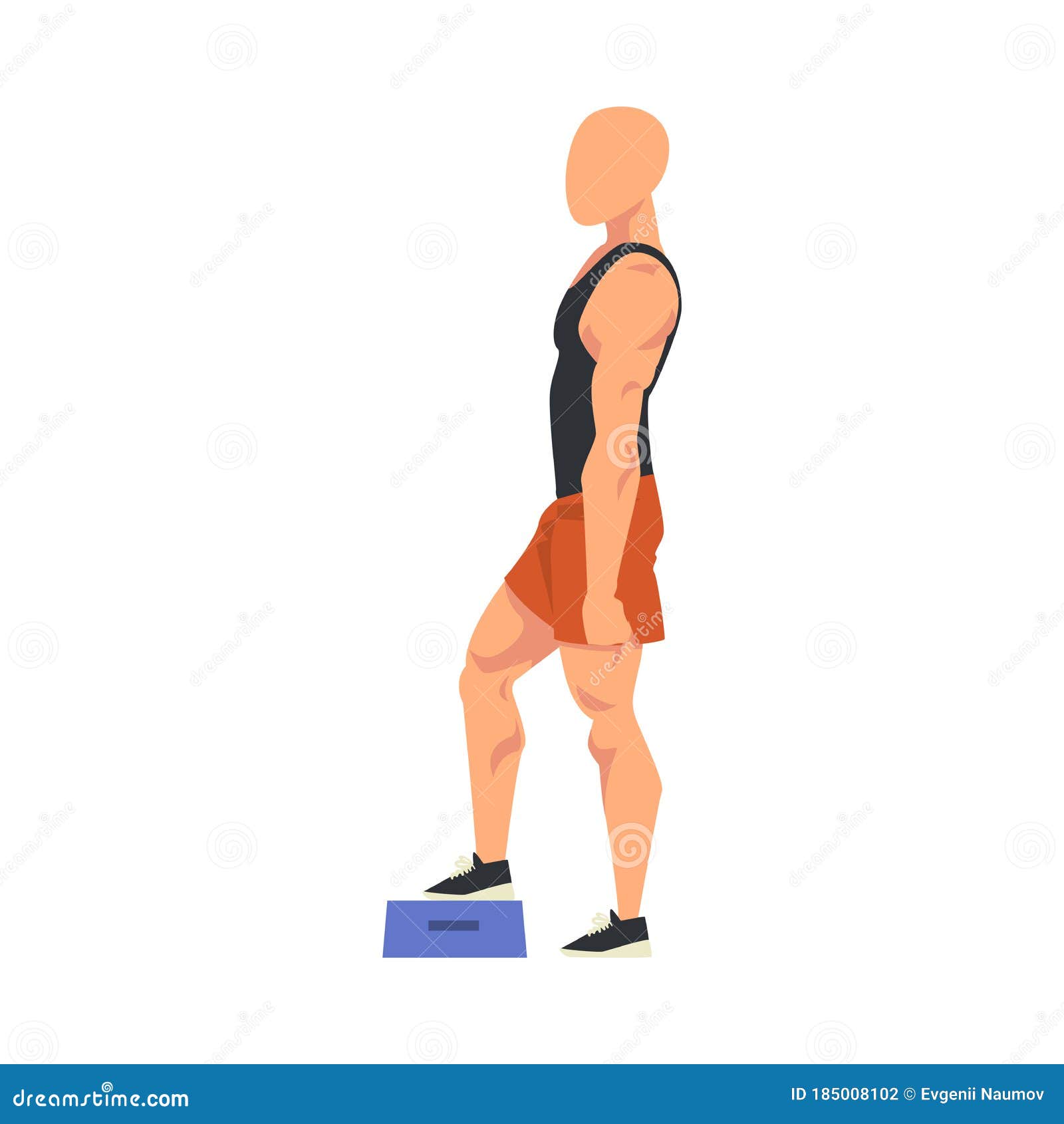 Man Doing Exercise Using Steps Platform, Side View of Male Athlete ...