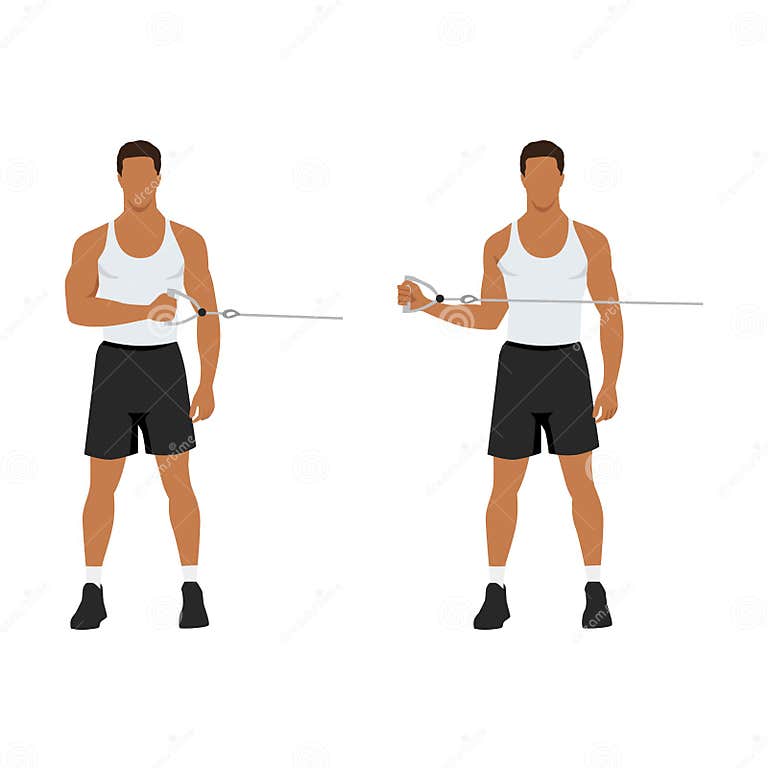 Man Doing External Cable Shoulder Rotation Exercise. Stock Vector ...
