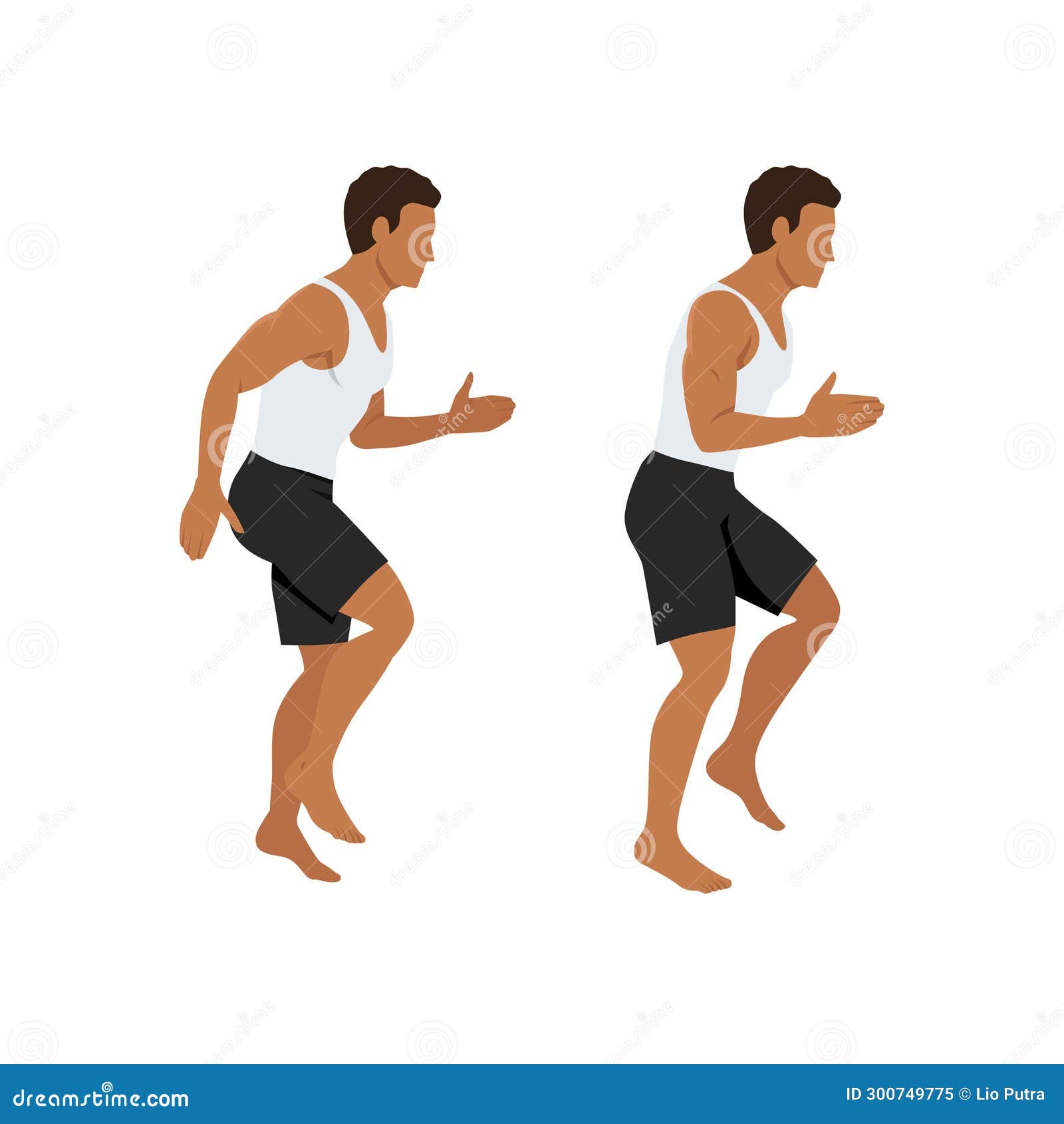 Man Doing Fast Feet Run Exercise Stock Illustration - Illustration of ...