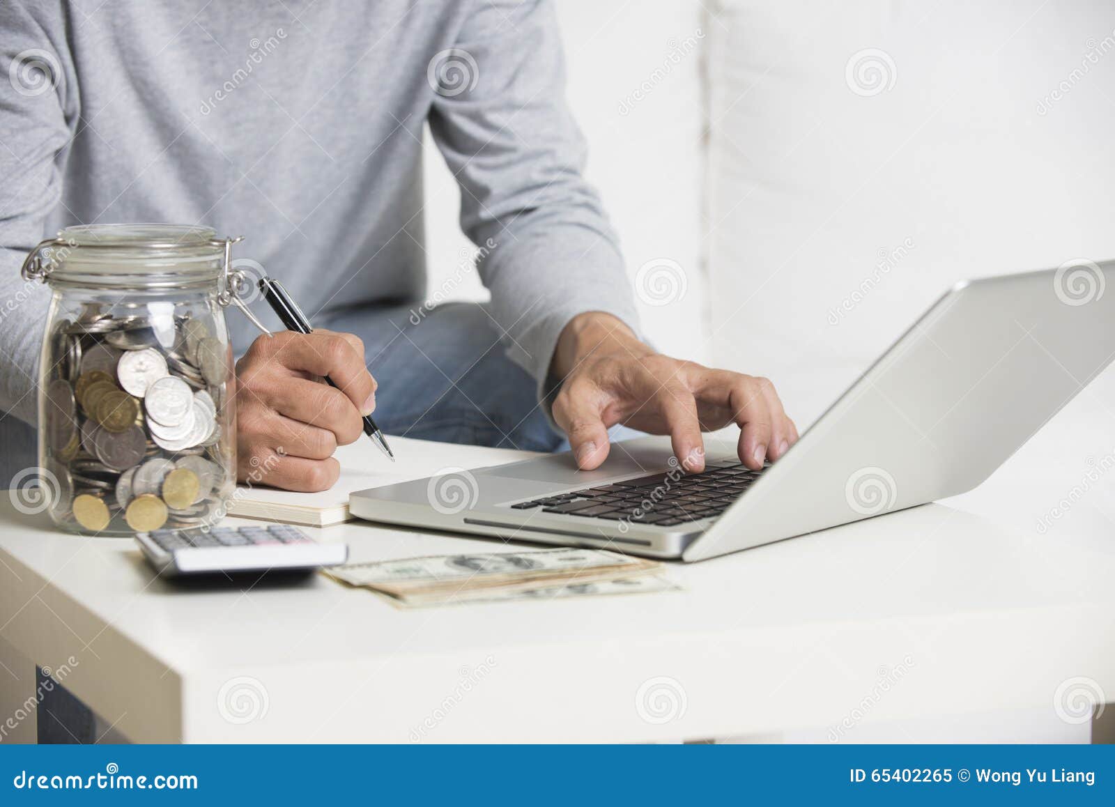 Man Doing Finance with Tablet Computer Stock Image - Image of data ...