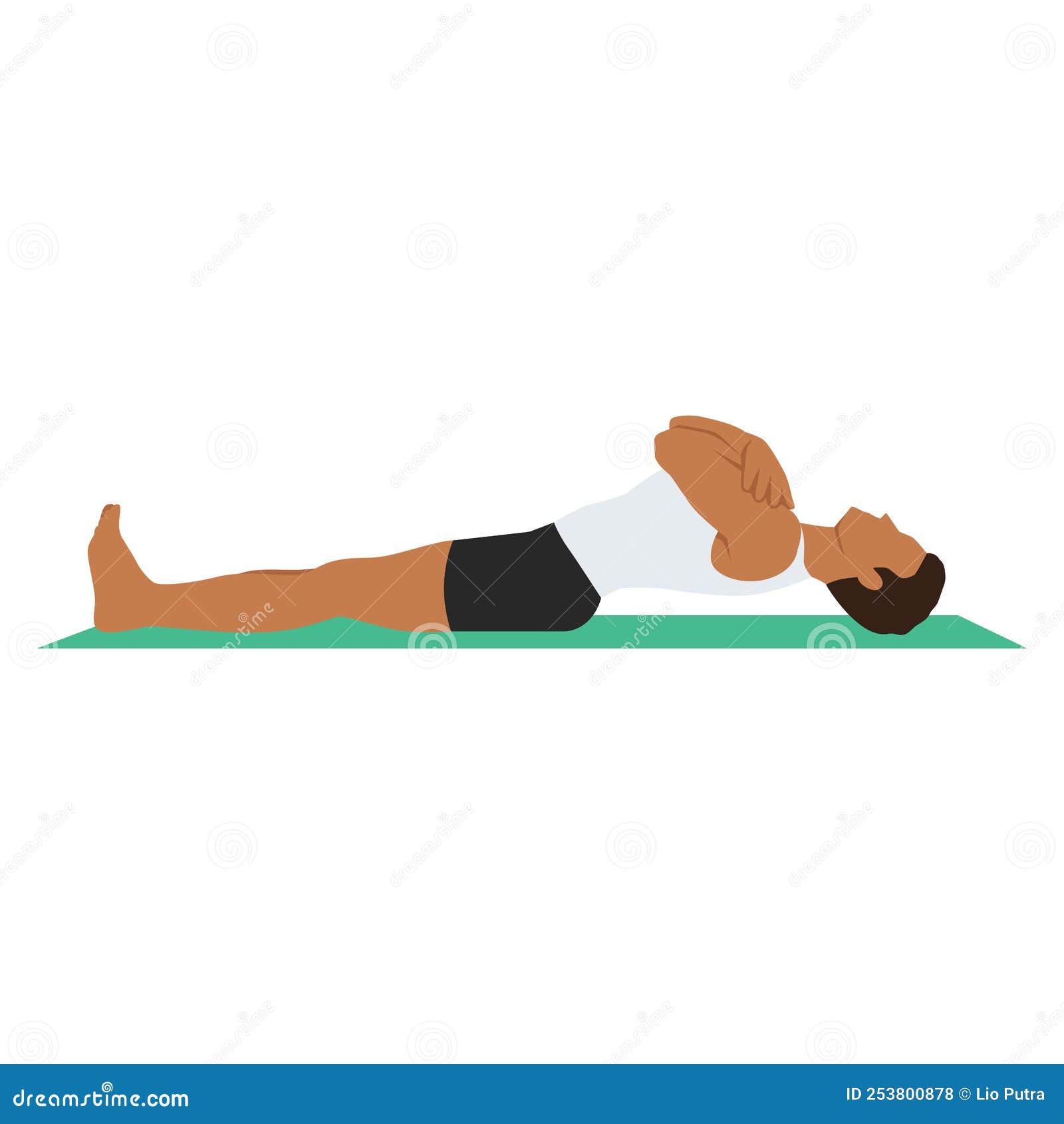 Man Doing Fish Pose Lotus Legs And Namaste Hands. Beautiful Girl ...