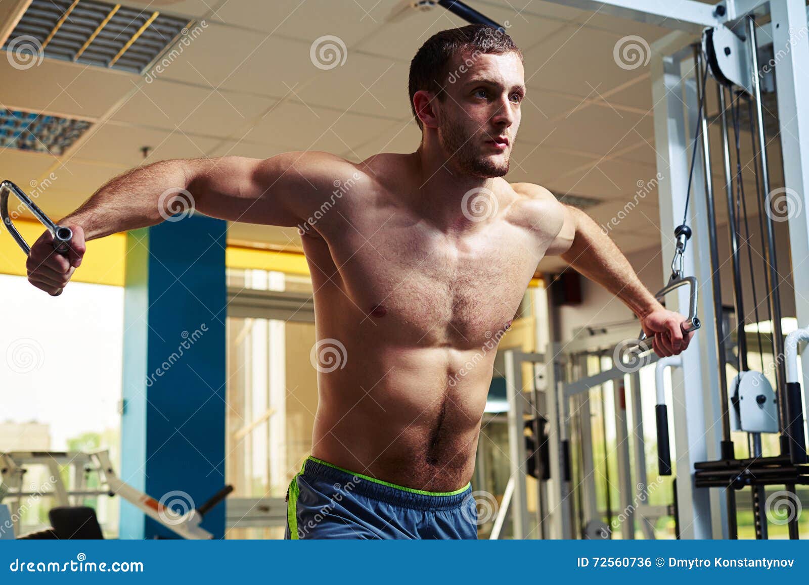 Man is Doing Flys on Cable Crossover Stock Photo - Image of lifestyle ...