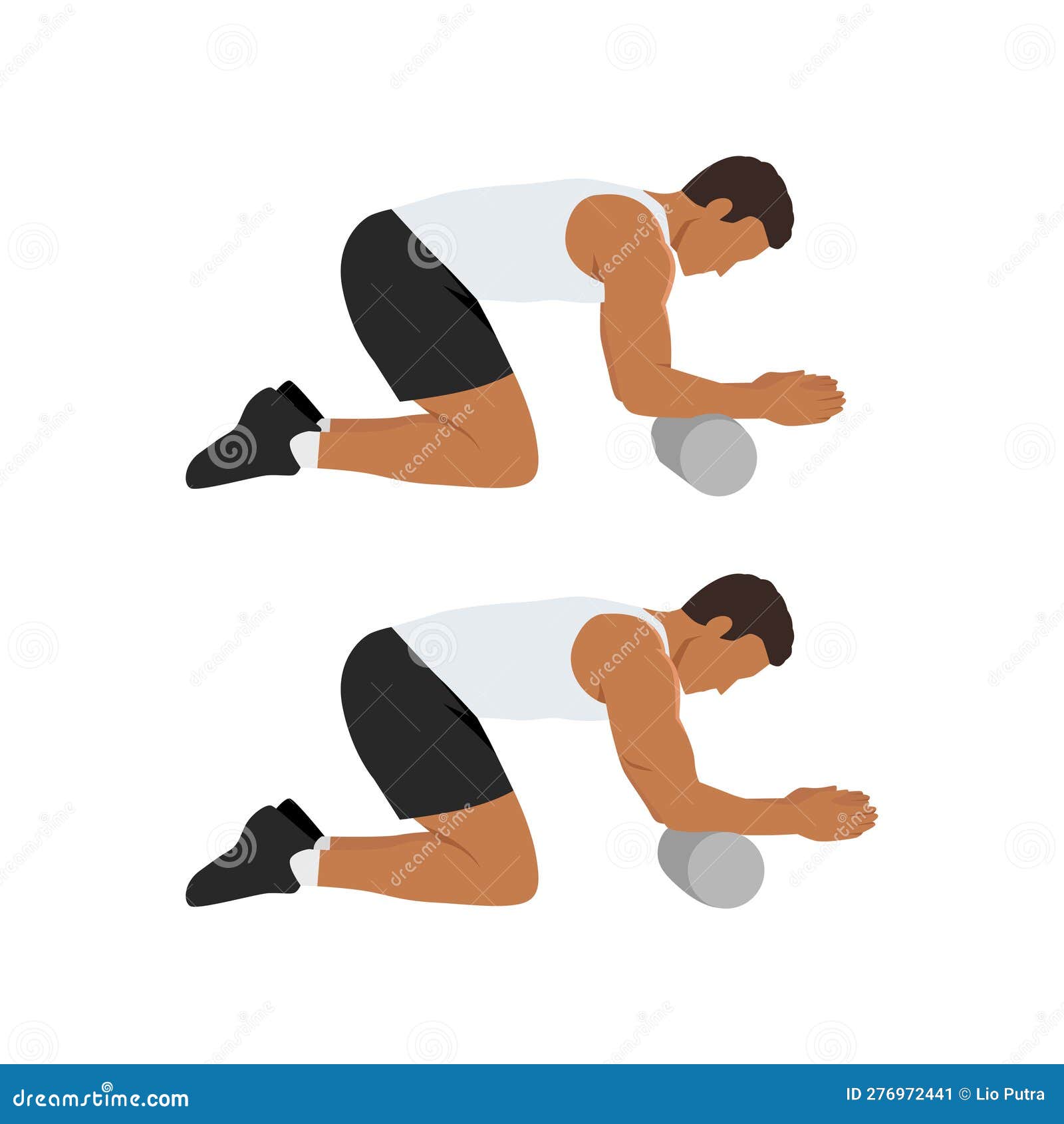 Man Doing Foam Roller Forearm Stretch Exercise Stock Illustration ...
