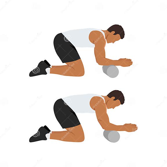 Man Doing Foam Roller Forearm Stretch Exercise Stock Illustration ...