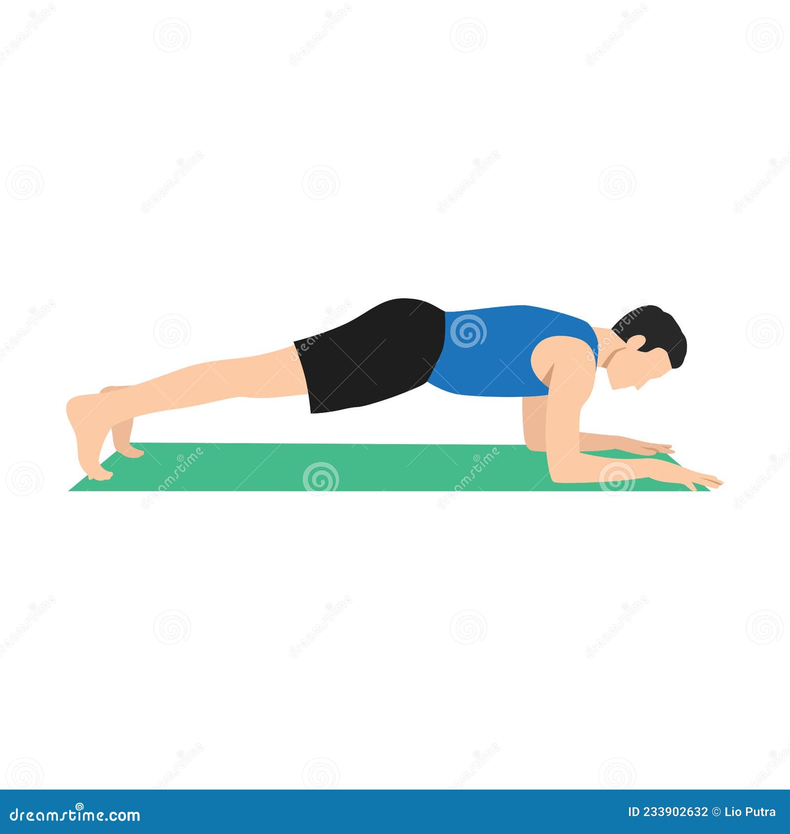Man Doing Forearm Plank Exercise. Flat Vector Stock Vector ...