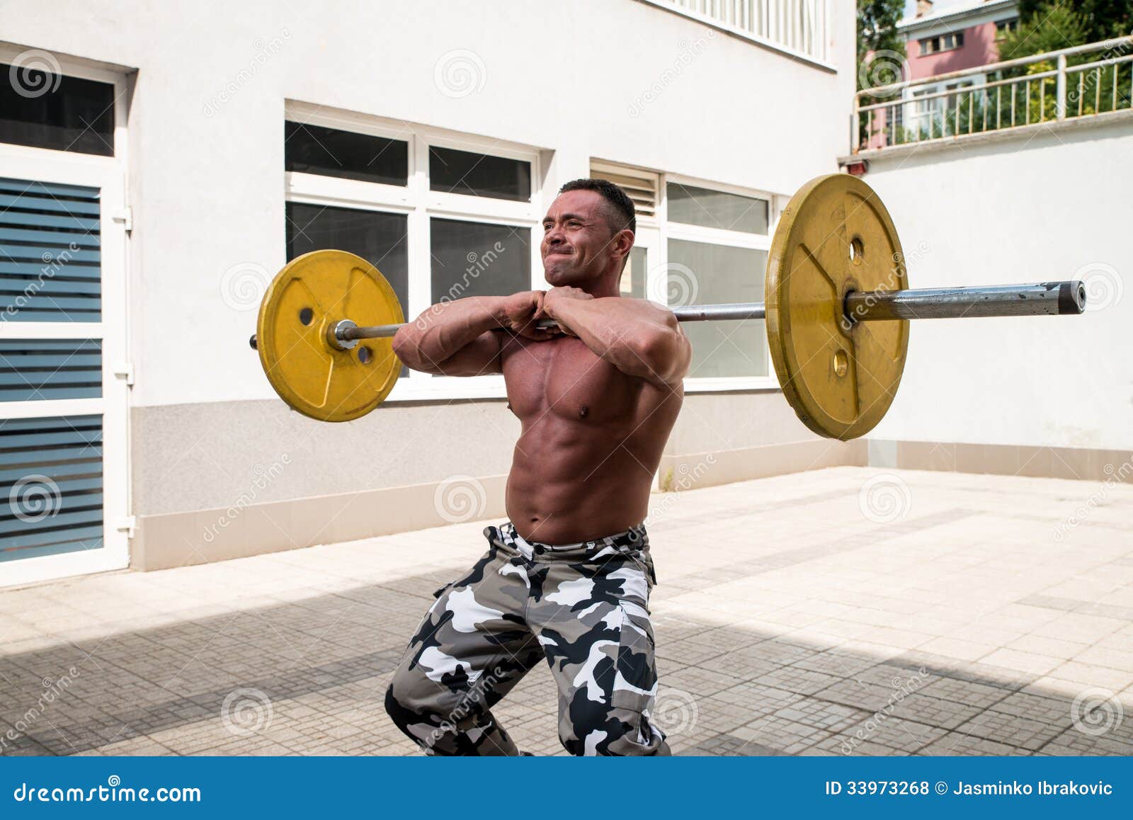 Man Doing Front Squats stock photo. Image of exercises - 33973268