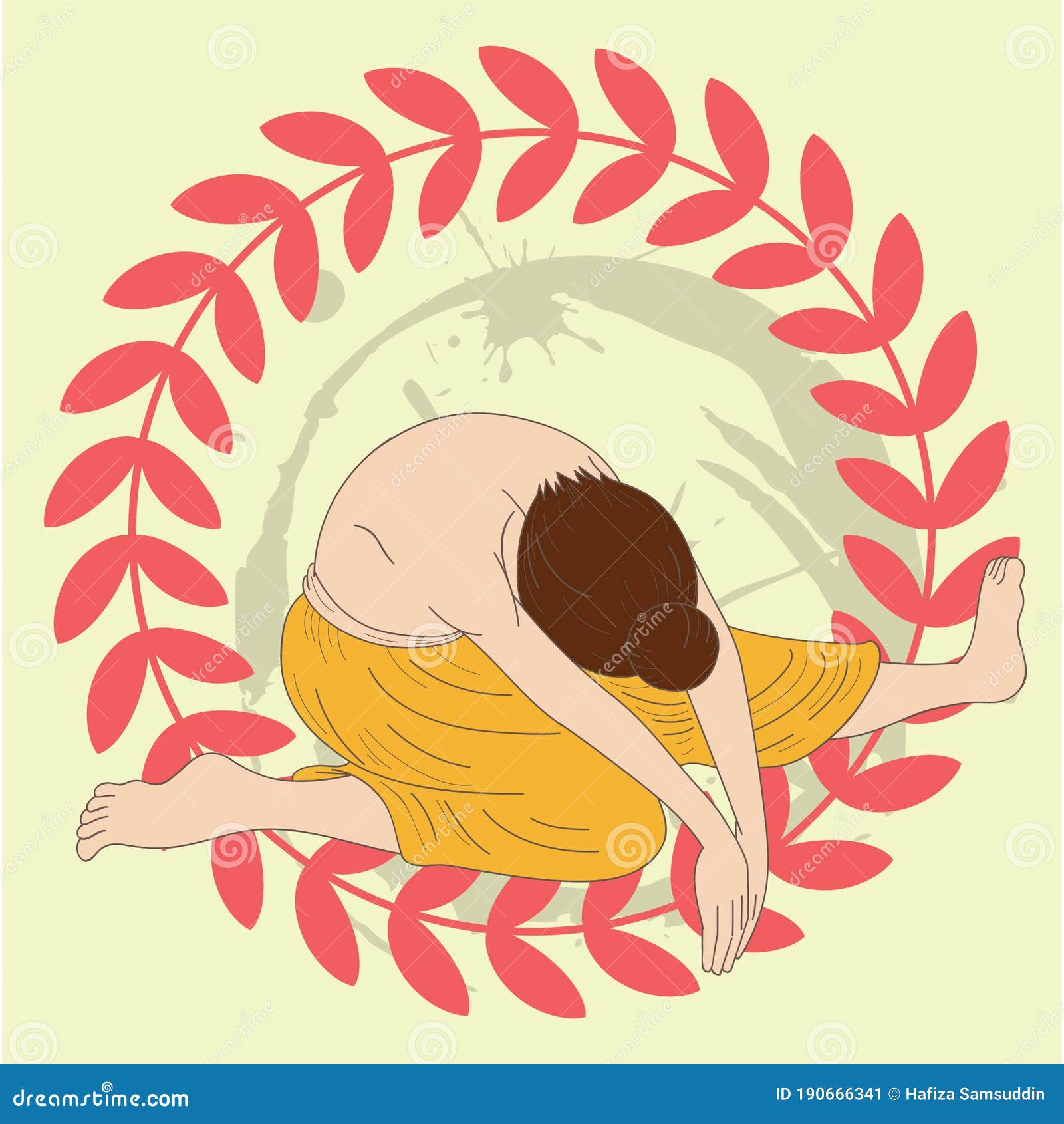 Man Doing Half Hero Forward Bend Pose. Vector Illustration Decorative ...