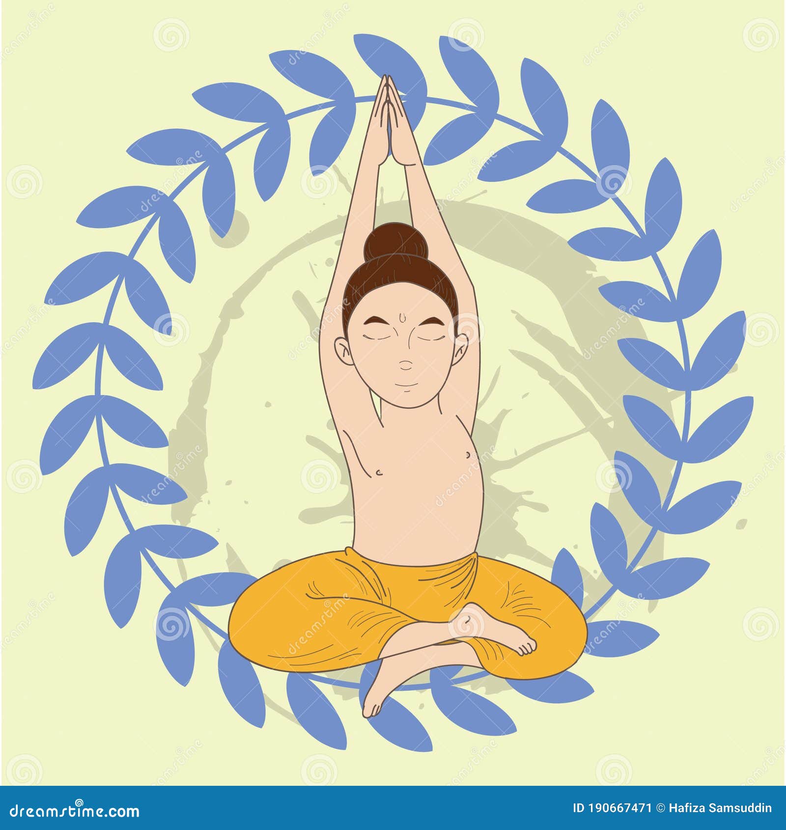 Man Doing Half Lotus Pose. Vector Illustration Decorative Design Stock ...