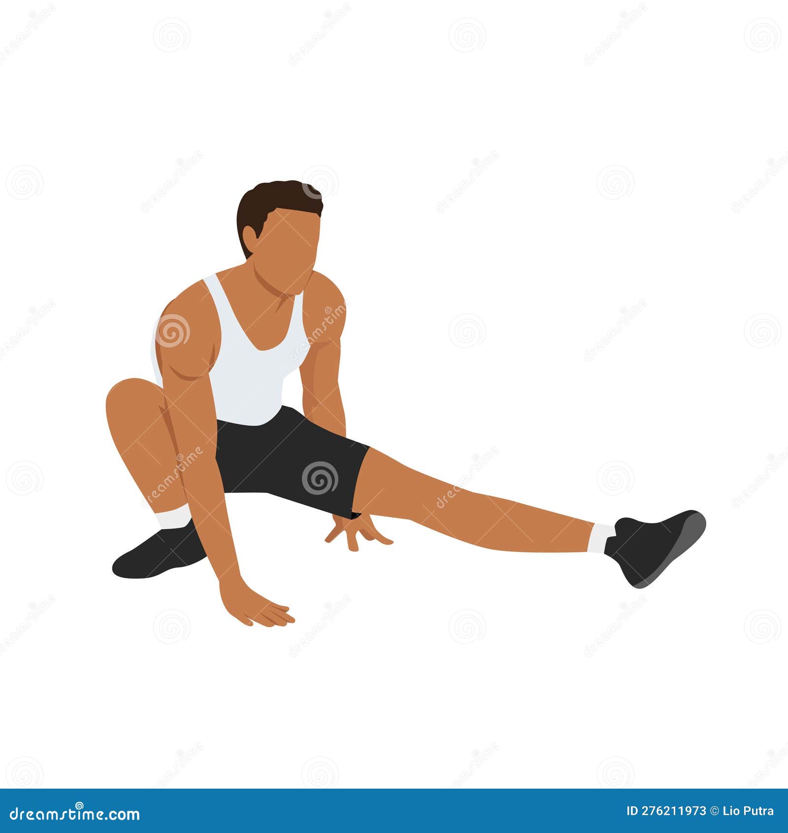 Man Doing Hamstring Stretch Hands on Floor. Flat Vector Stock ...