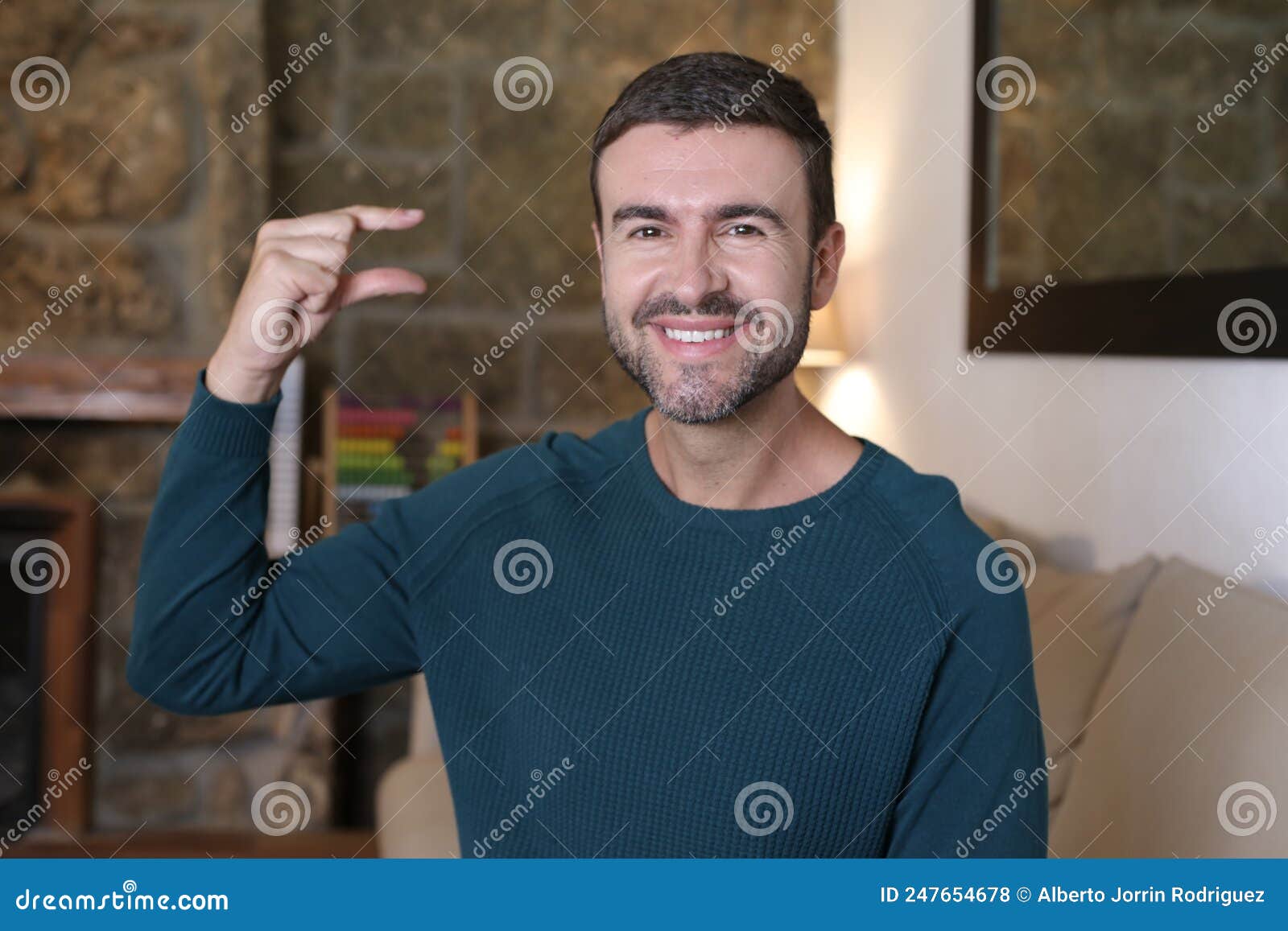 Man Doing Hand Gesture that Shows Small Size Stock Photo - Image of ...