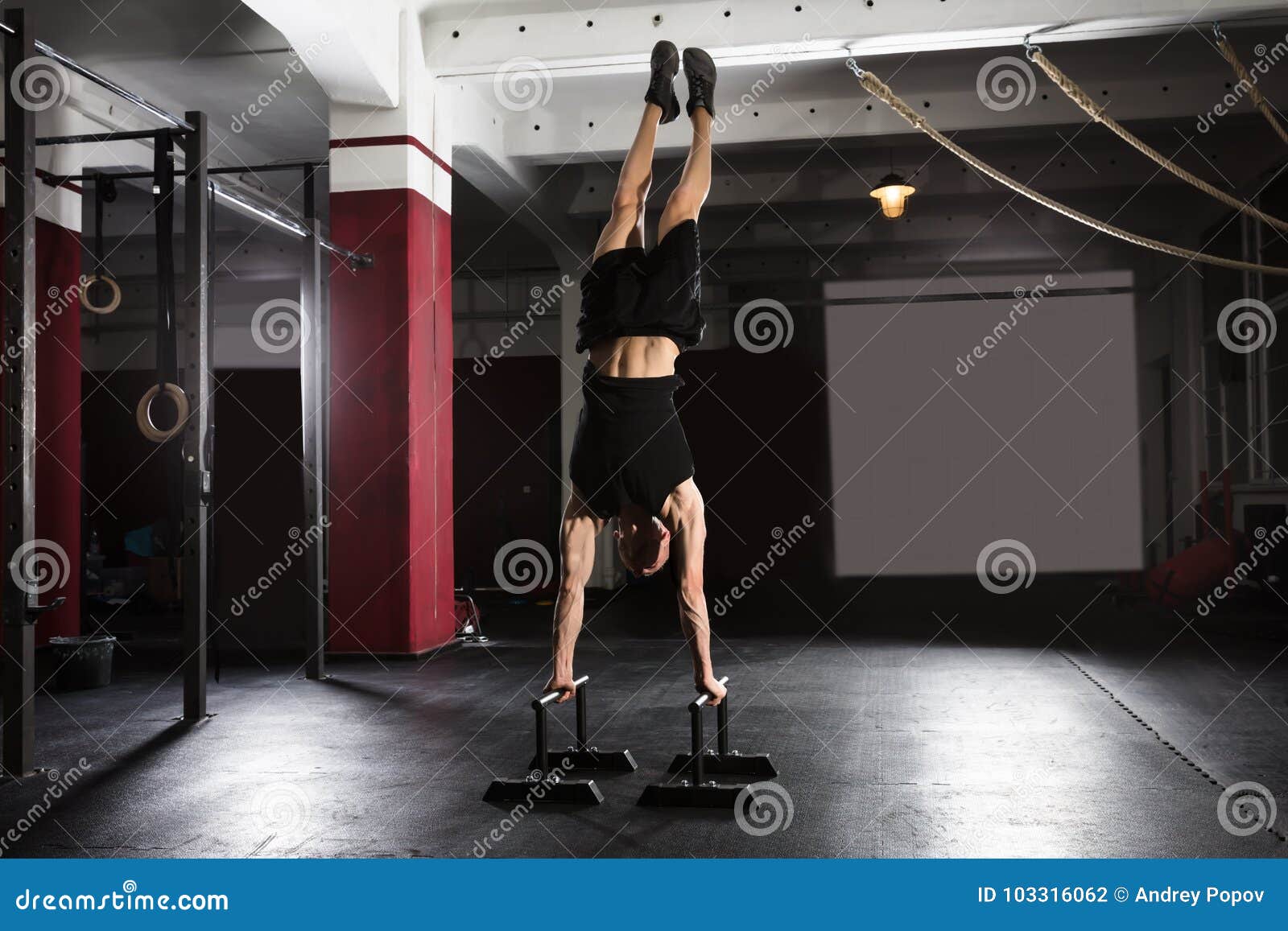 Man Doing Handstand on Parallel Bar Stock Photo - Image of exercise ...
