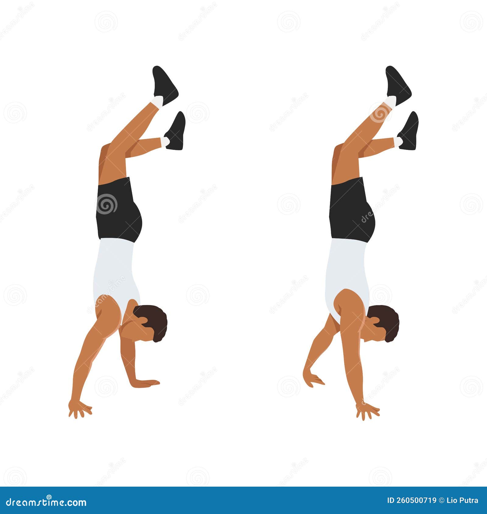Man Doing Handstand Walks or Hand Walking Exercise. Stock Illustration ...