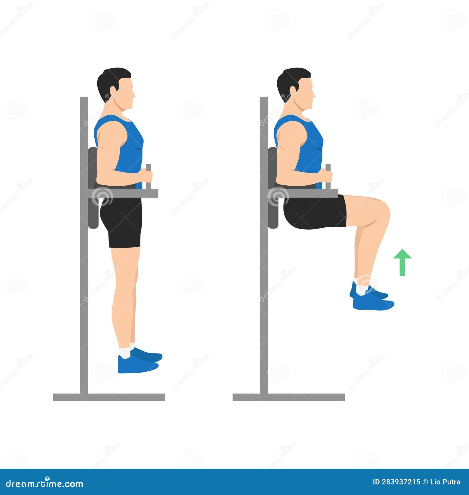 Man Doing Hanging Knee Leg Raises. Abdominals Exercise Cartoon Vector ...