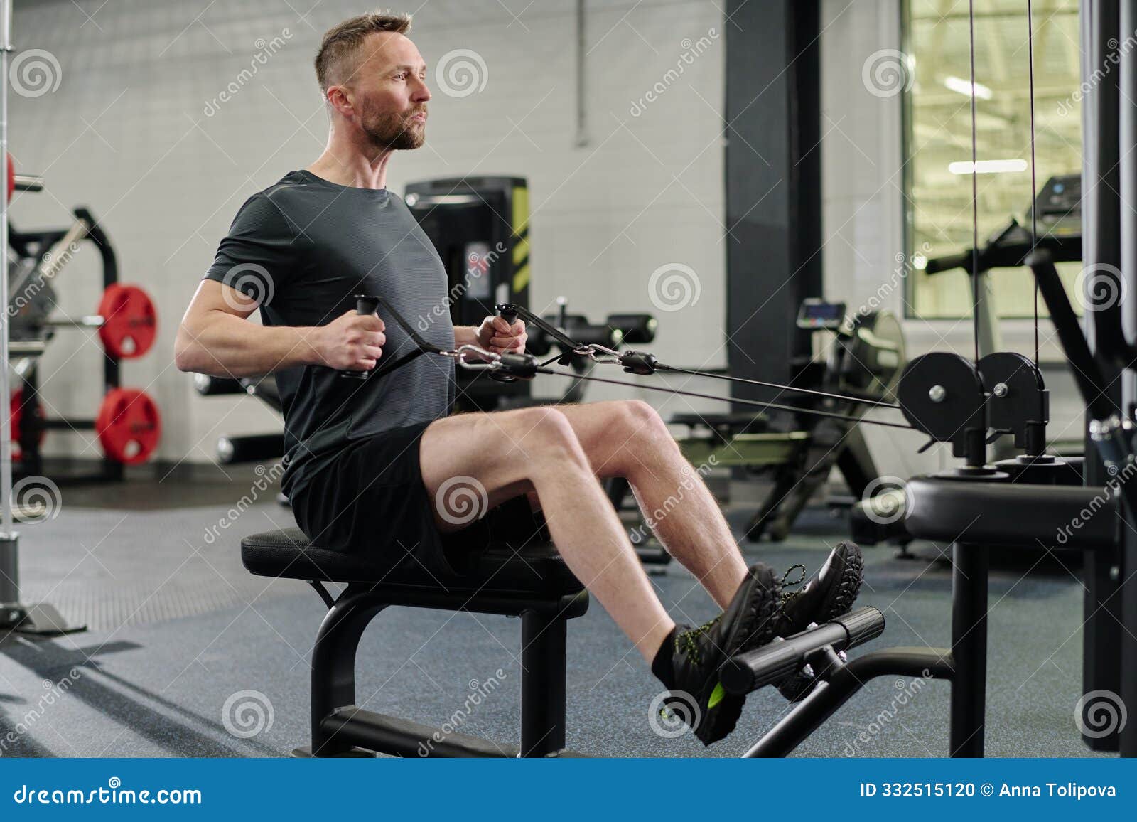 Man Doing Horizontal Pull stock photo. Image of joint - 332515120