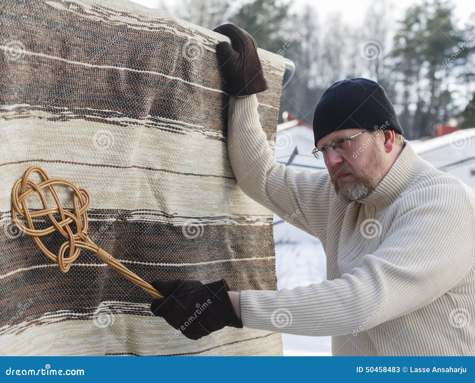 Man doing household chores stock image. Image of crouching - 50458483