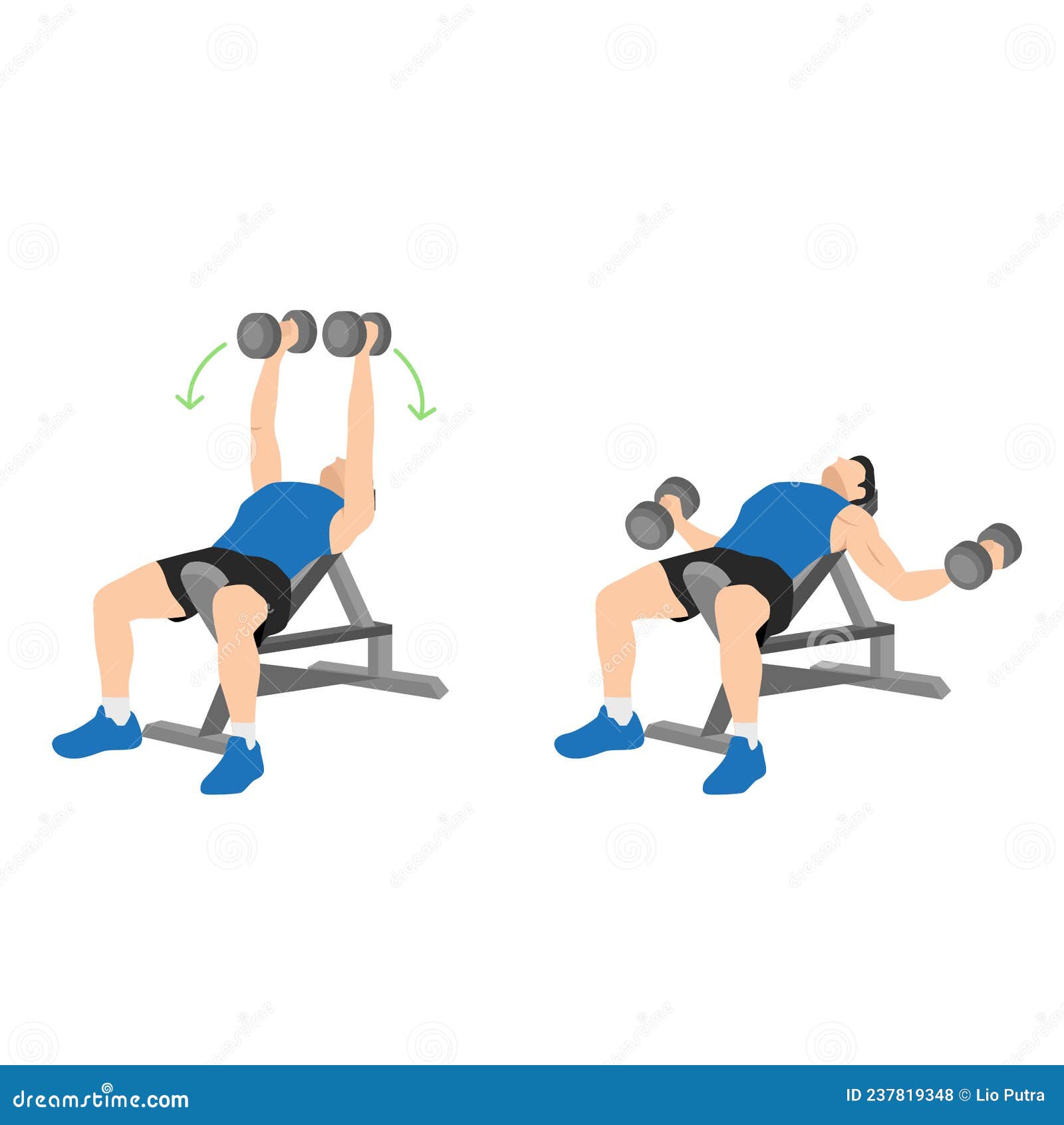 Man Doing Incline Bench Dumbbell Flyes Exercise. Stock Illustration ... Man Doing Incline Bench Dumbbell Flyes Exercise. Stock Illustration ...