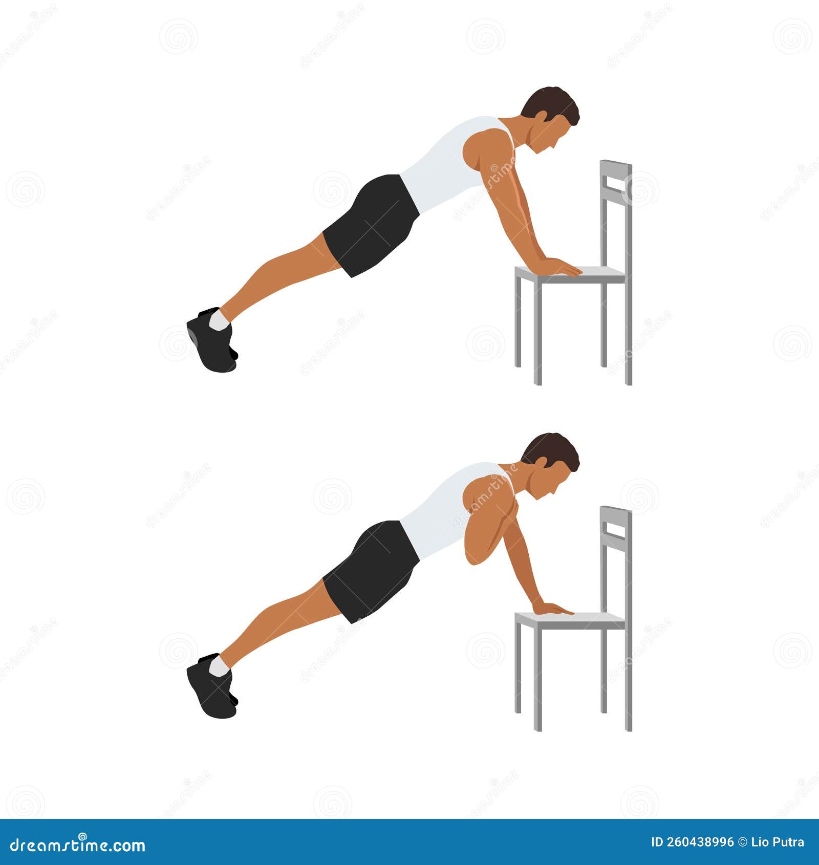 Man Doing Incline Plank Shoulder Taps Exercise. Flat Vector Royalty ...
