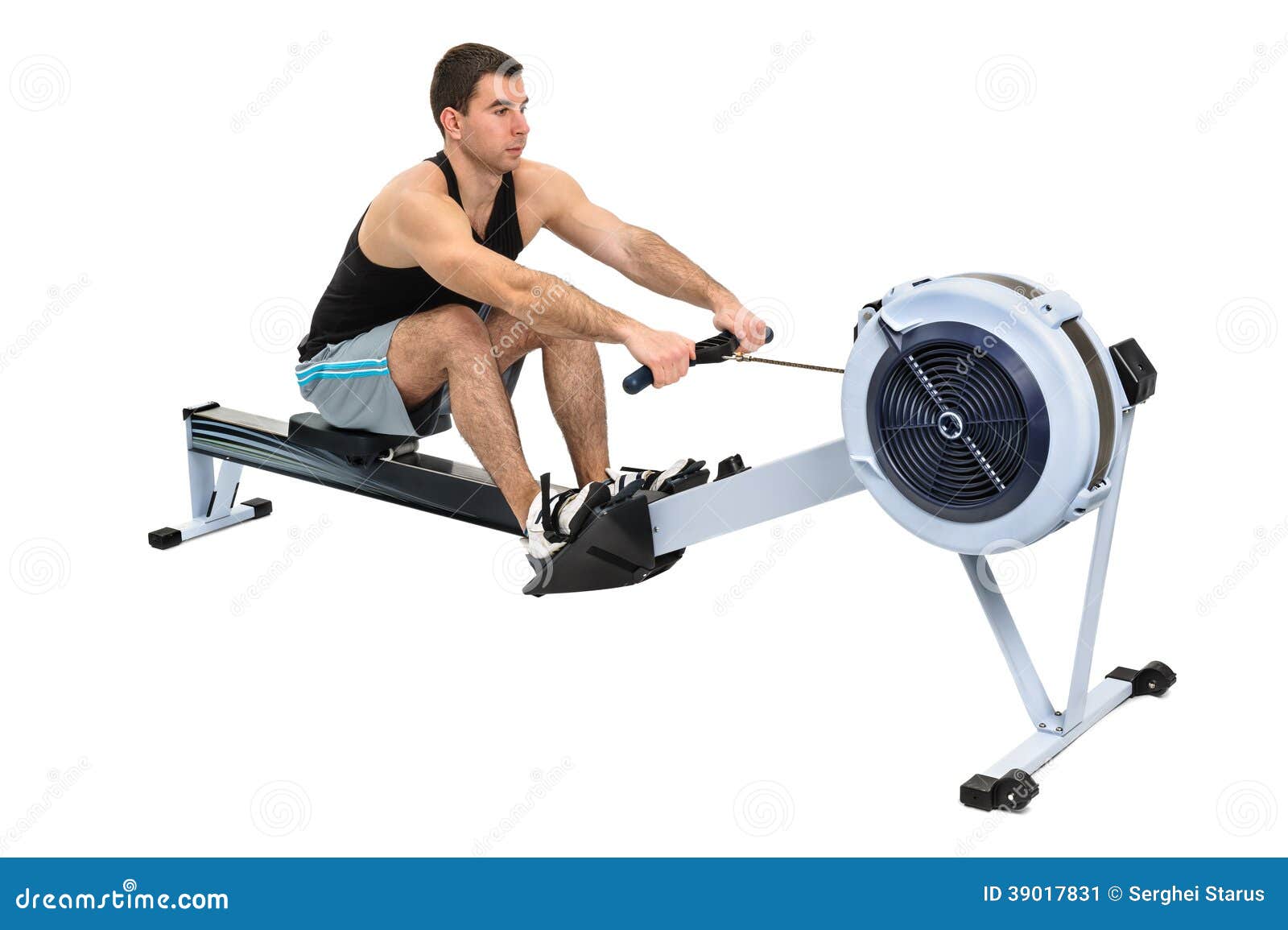 Man doing indoor rowing stock image. Image of blur, happy - 39017831