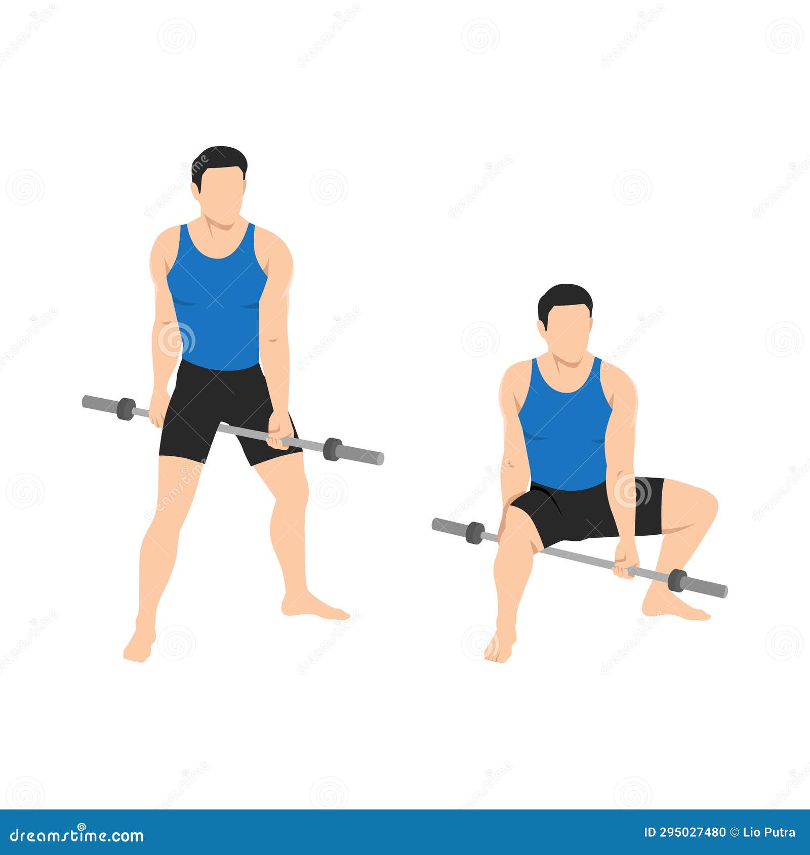 Man Doing Jefferson Squat Exercise with Bar Stock Vector - Illustration ...