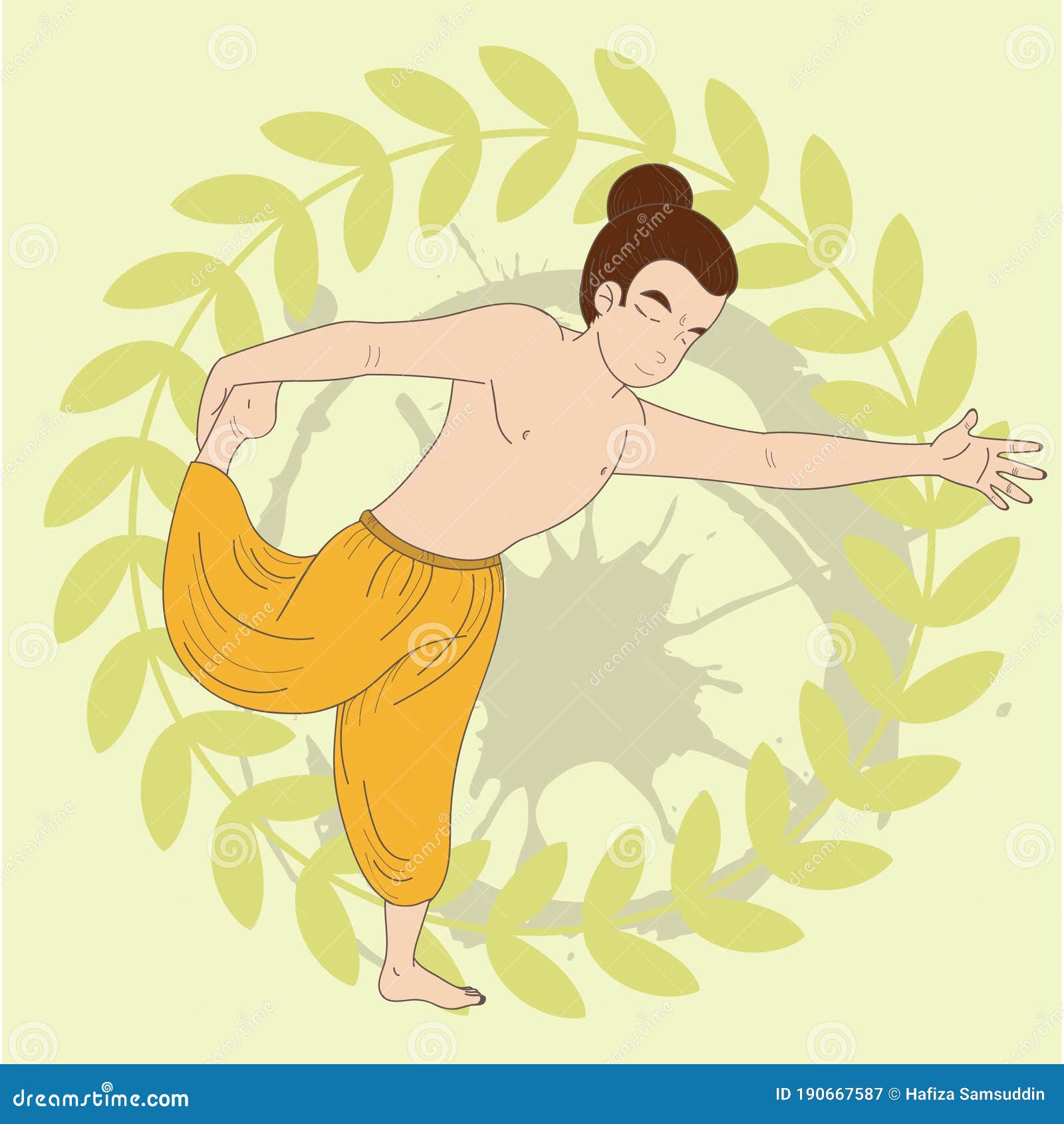 King Dancer Pose Nataraj Asana, Standing Balance Yoga Poses Cartoon ...