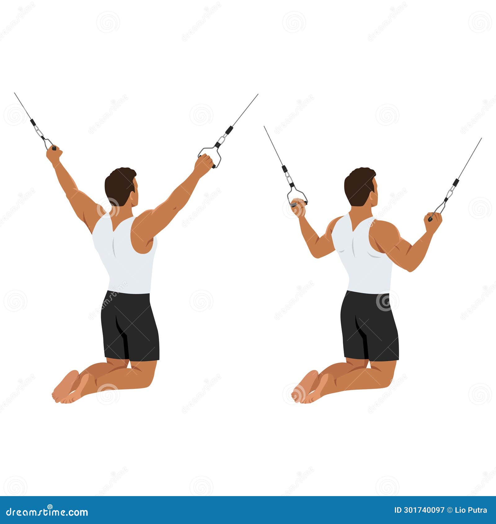 Man Doing Lat Pulldown Pull Ups Exercise. Flat Vector Illustration ...