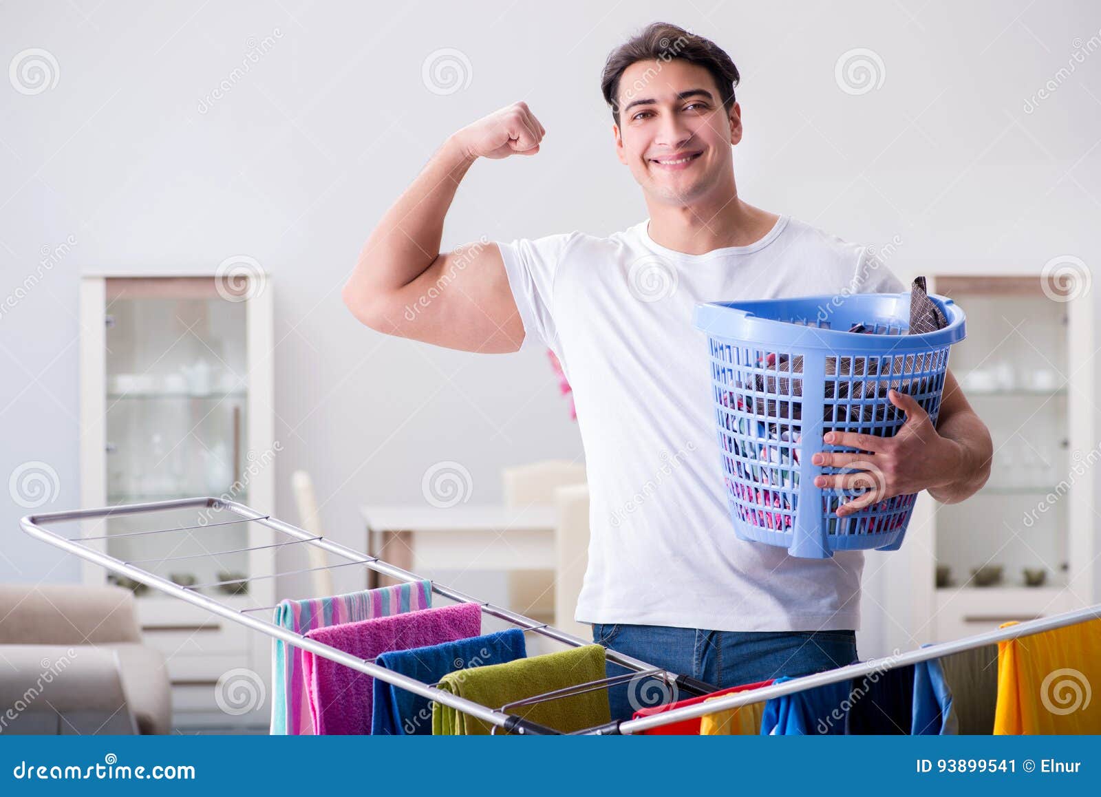 The Man Doing Laundry at Home Stock Image - Image of clothes, home ...