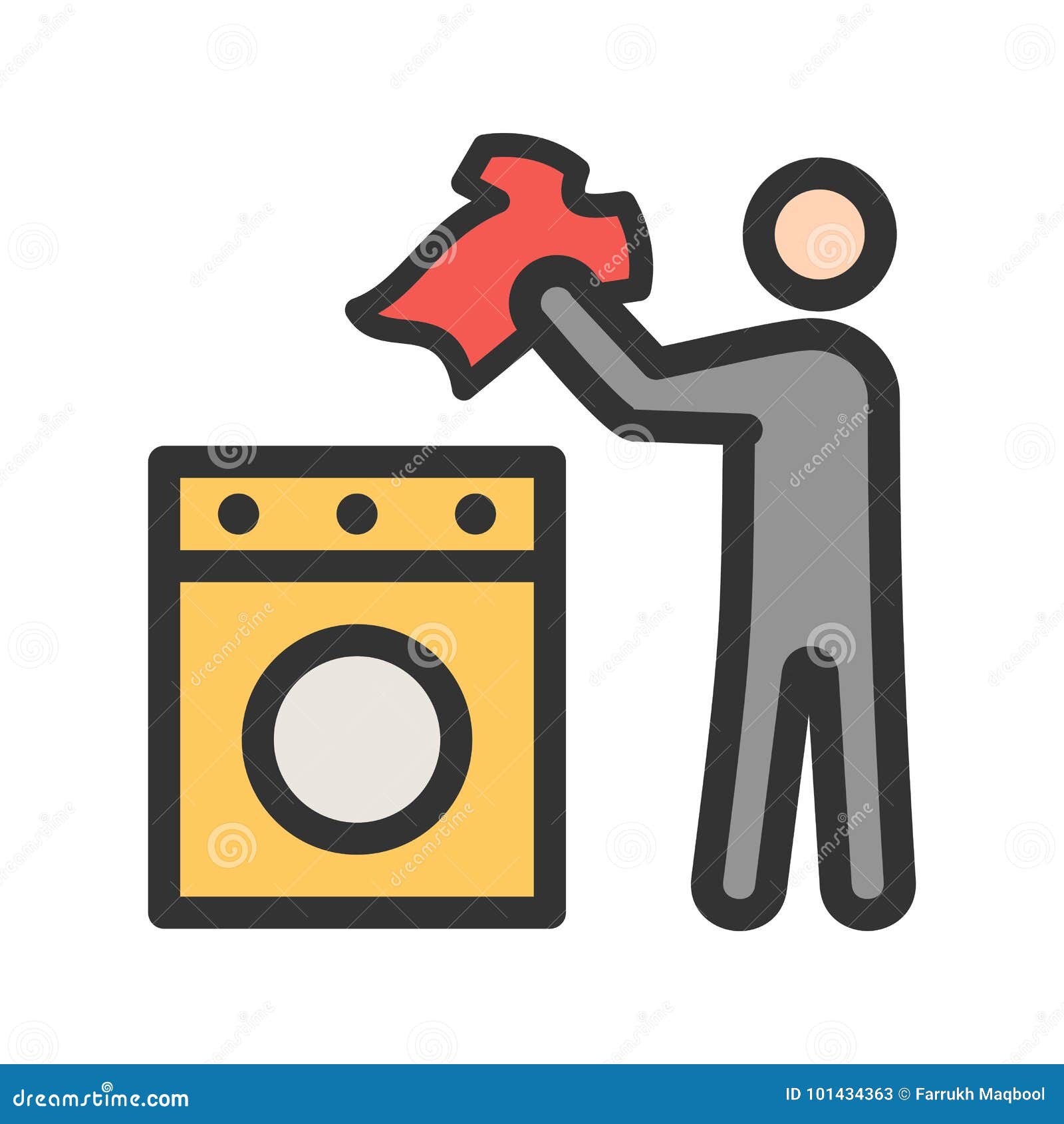 Man Doing Laundry stock vector. Illustration of machine - 101434363