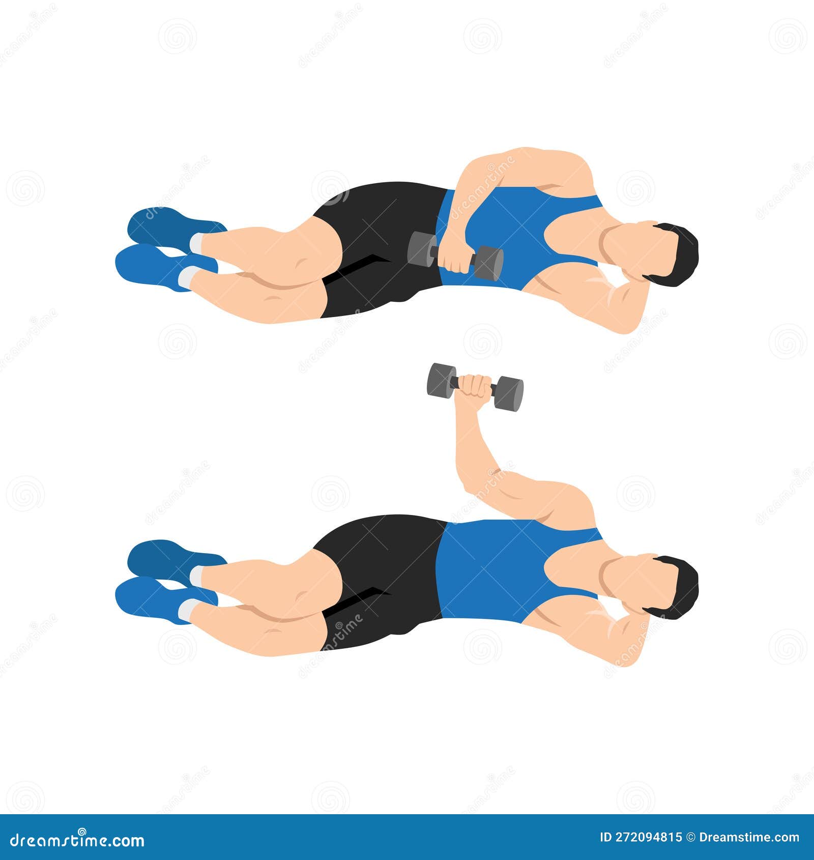 Man Doing Laying Dumbbell Internal Shoulder Rotation Stock Illustration ...