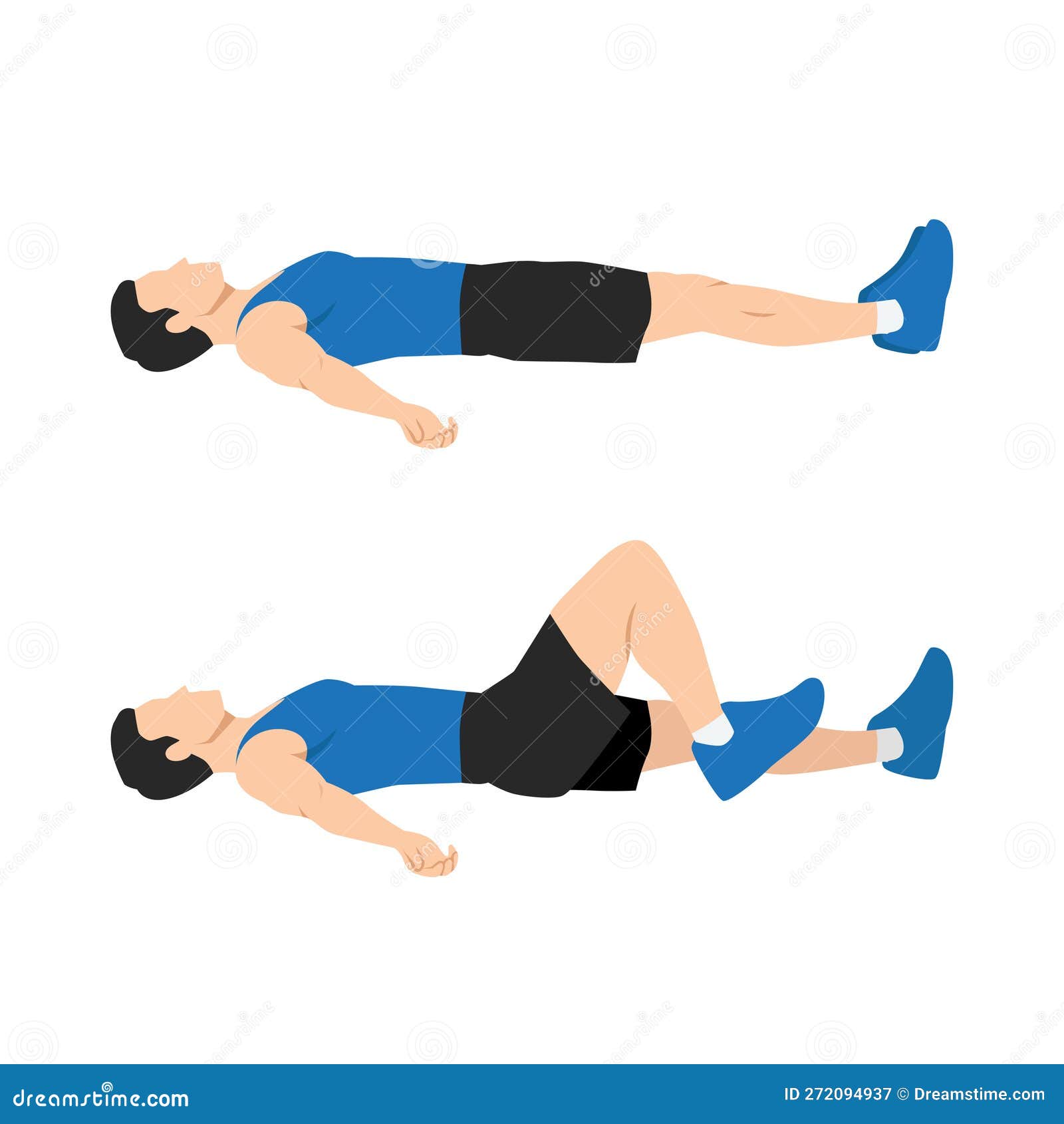 Man Doing Laying Heel Slides Or Knee Bends Exercise Stock Illustration ...