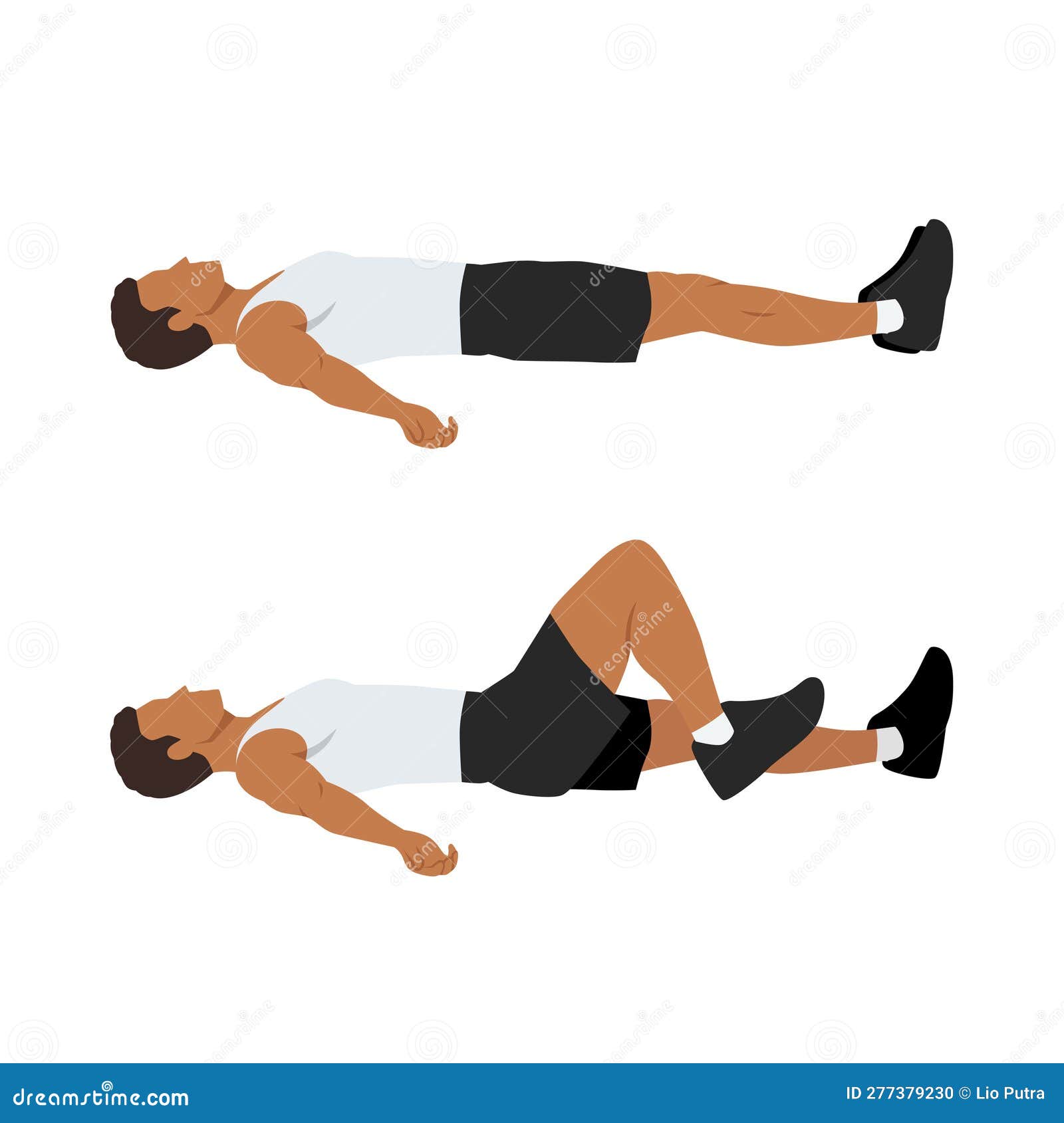 Man Doing Laying Heel Slides Or Knee Bends Exercise Stock Illustration ...