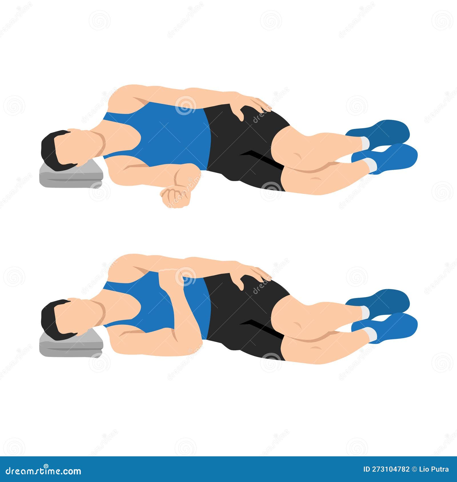 Man Doing Laying Dumbbell Internal Shoulder Rotation Stock Illustration ...