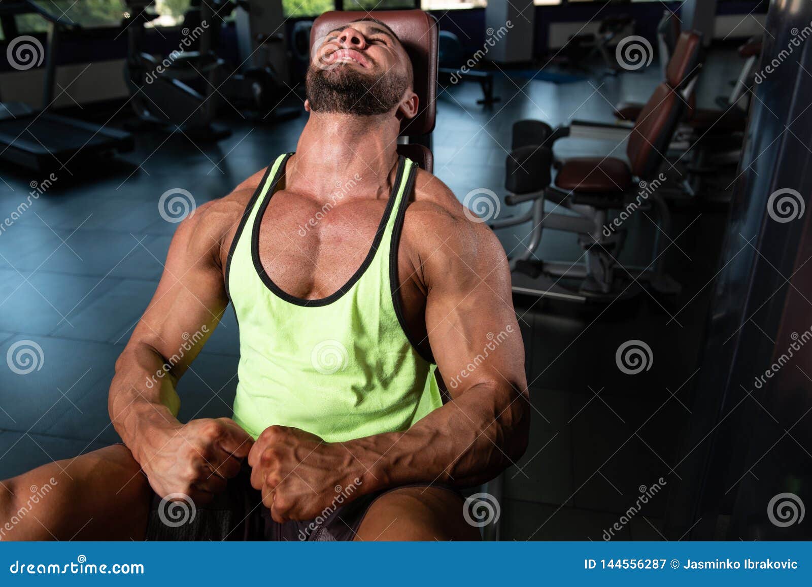 Strong Man Doing Legs Exercise in the Gym Stock Image - Image of club ...