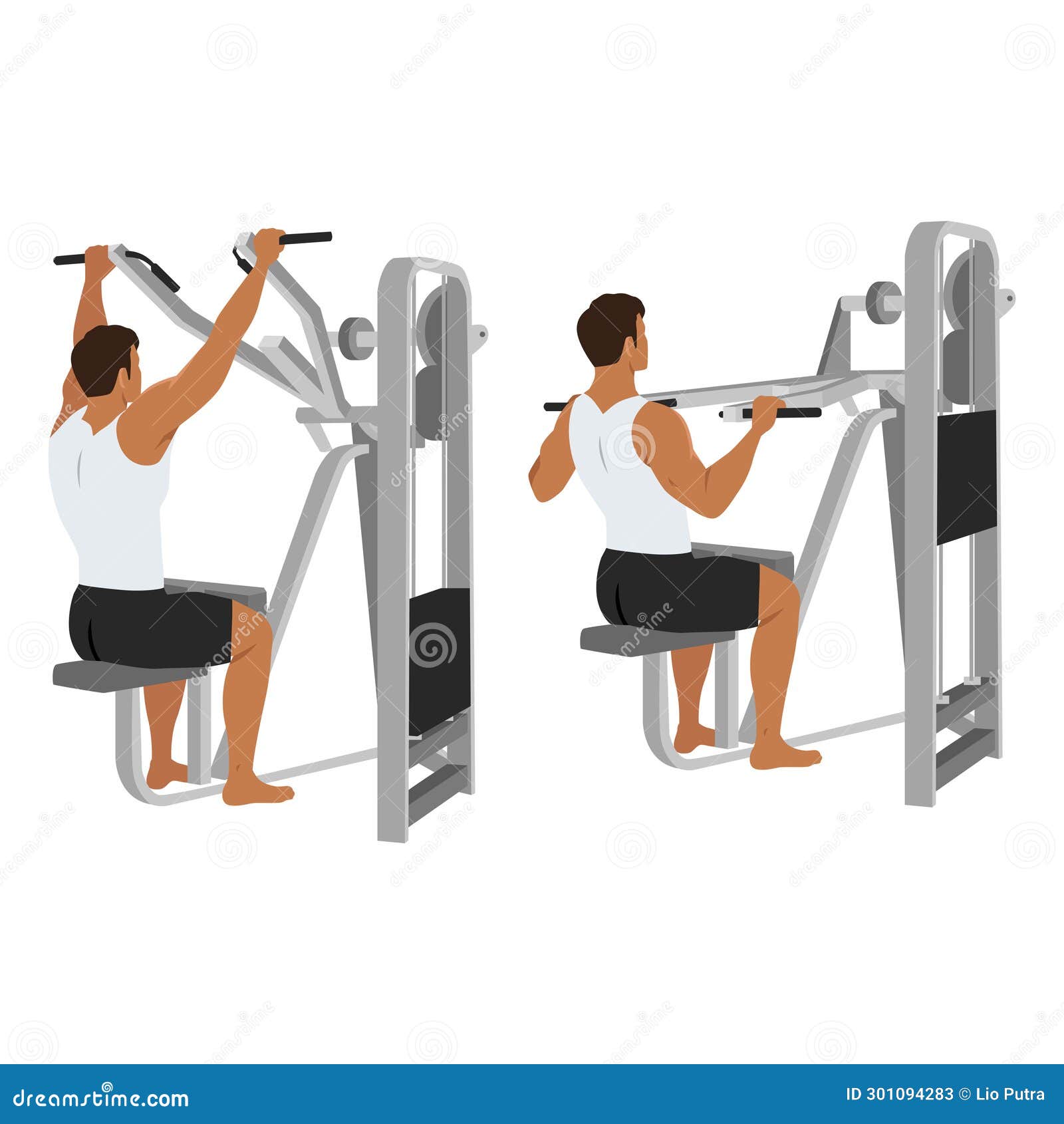 Man Doing Lever Front Pulldown, Lat Machine Pull Down Stock ...
