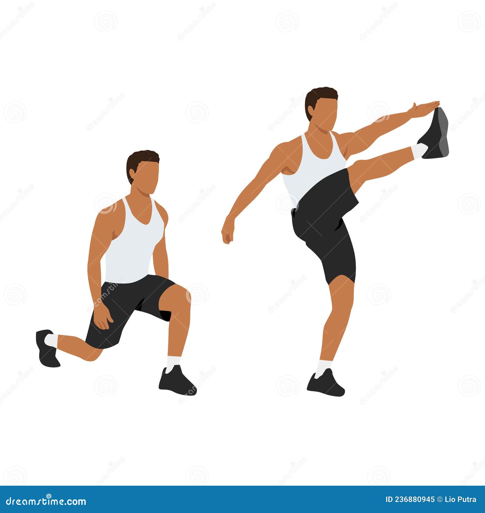 Man Doing Lunge Twists Exercise. Flat Vector Royalty-Free Cartoon ...