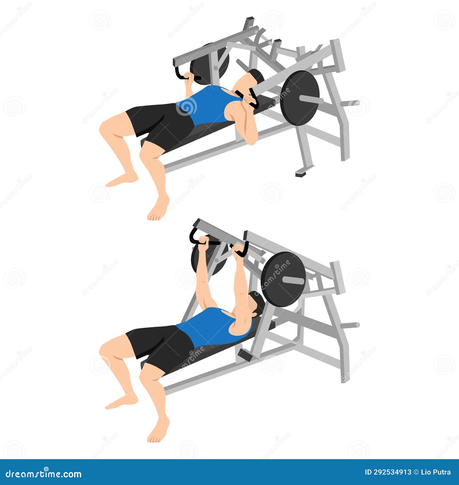 Man Doing Lying Leg Curls Exercise. Flat Vector | CartoonDealer.com ...