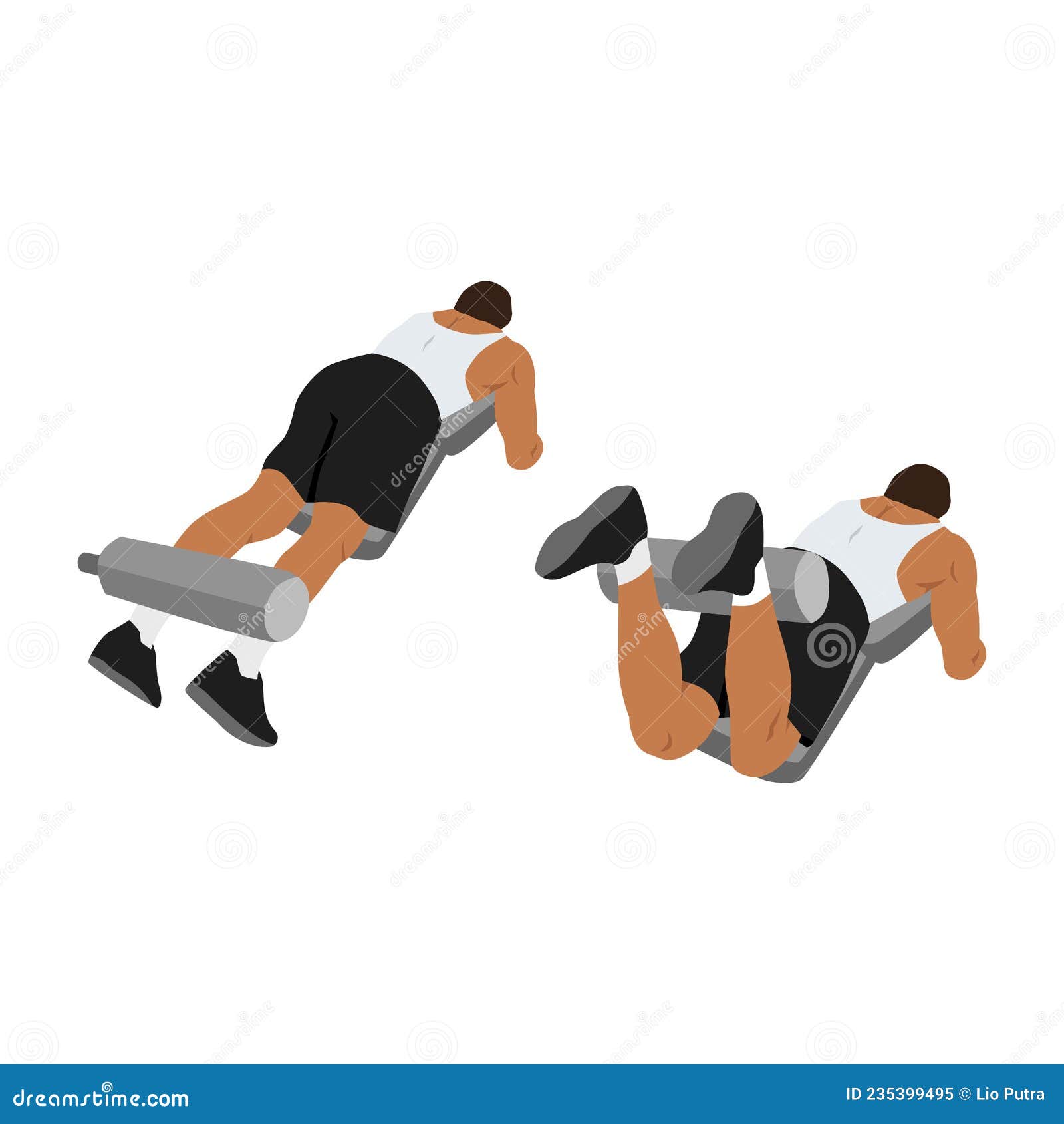 Man Doing Lying Leg Curls Exercise. Flat Vector | CartoonDealer.com ...