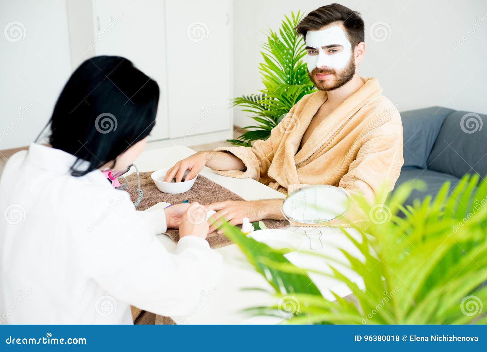 Man doing manicure stock photo. Image of massaging, mask - 96380018