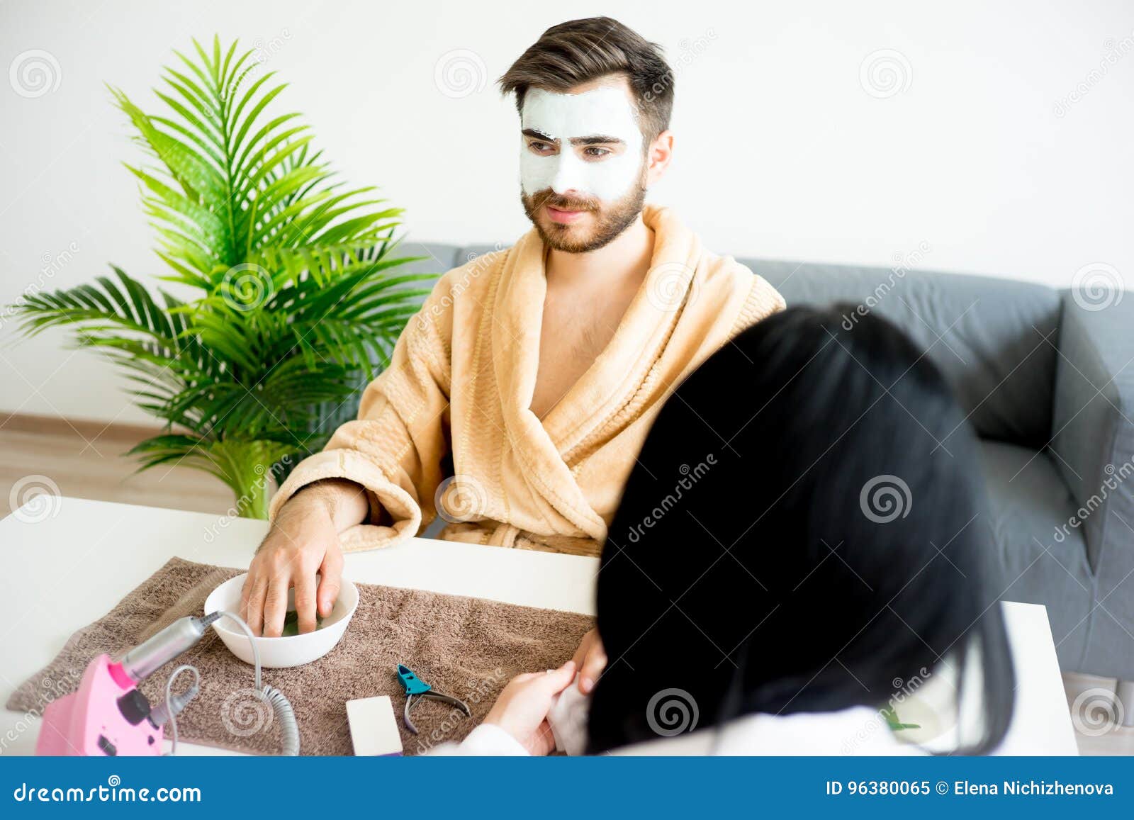 Man doing manicure stock image. Image of horizontal, health - 96380065