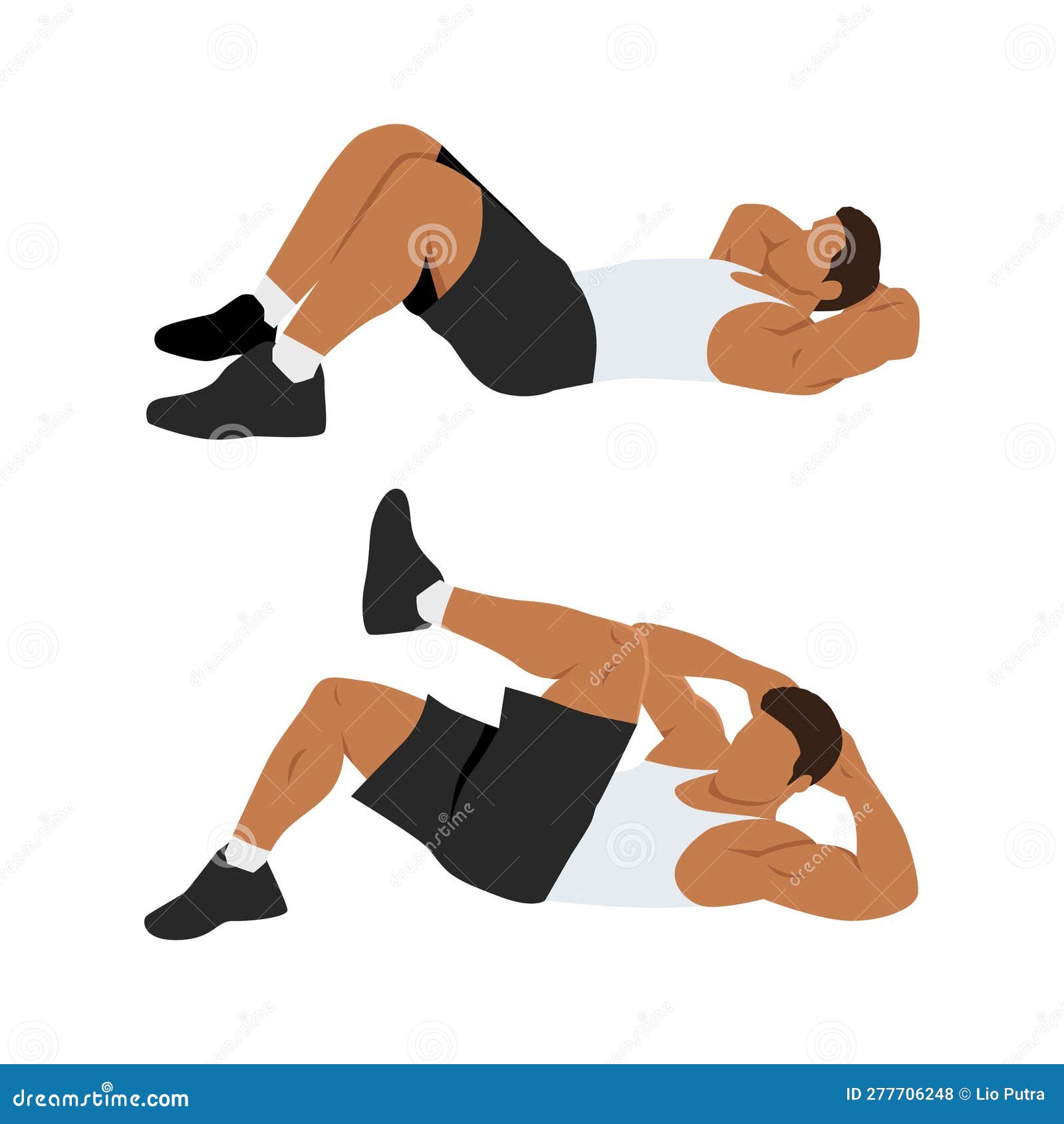 Man Doing Modified Crunches. Abdominals Exercise Royalty-Free Cartoon ...