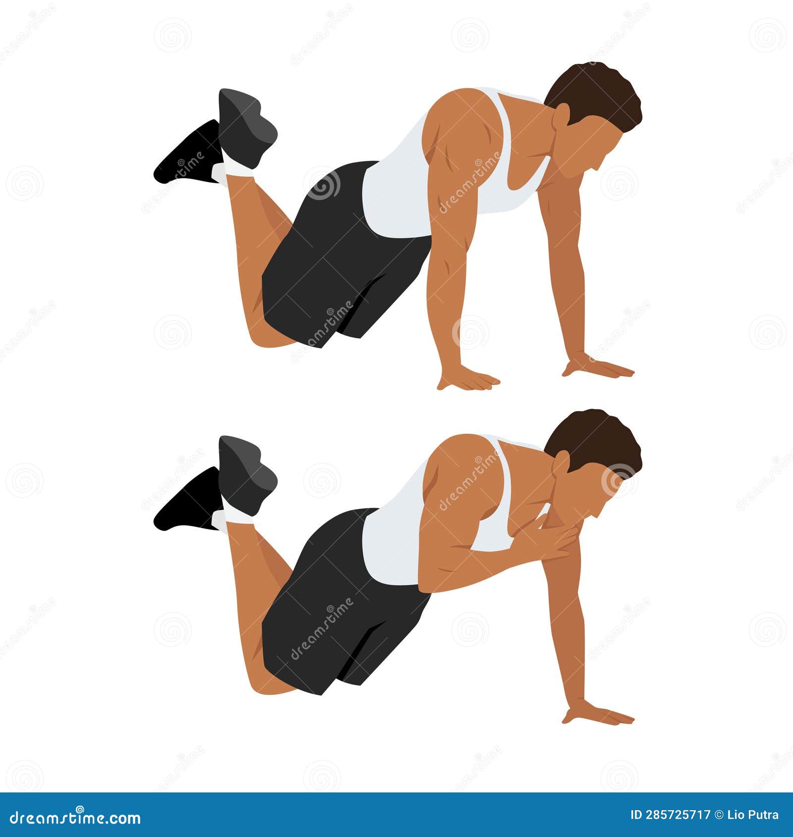 Man Doing Modified Crunches. Abdominals Exercise Royalty-Free Cartoon ...