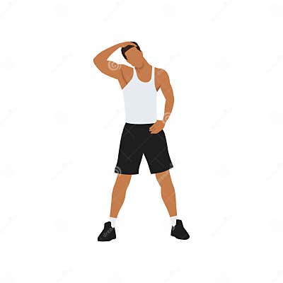 Man Doing Neck Stretch Exercise. Flat Vector Stock Illustration ...