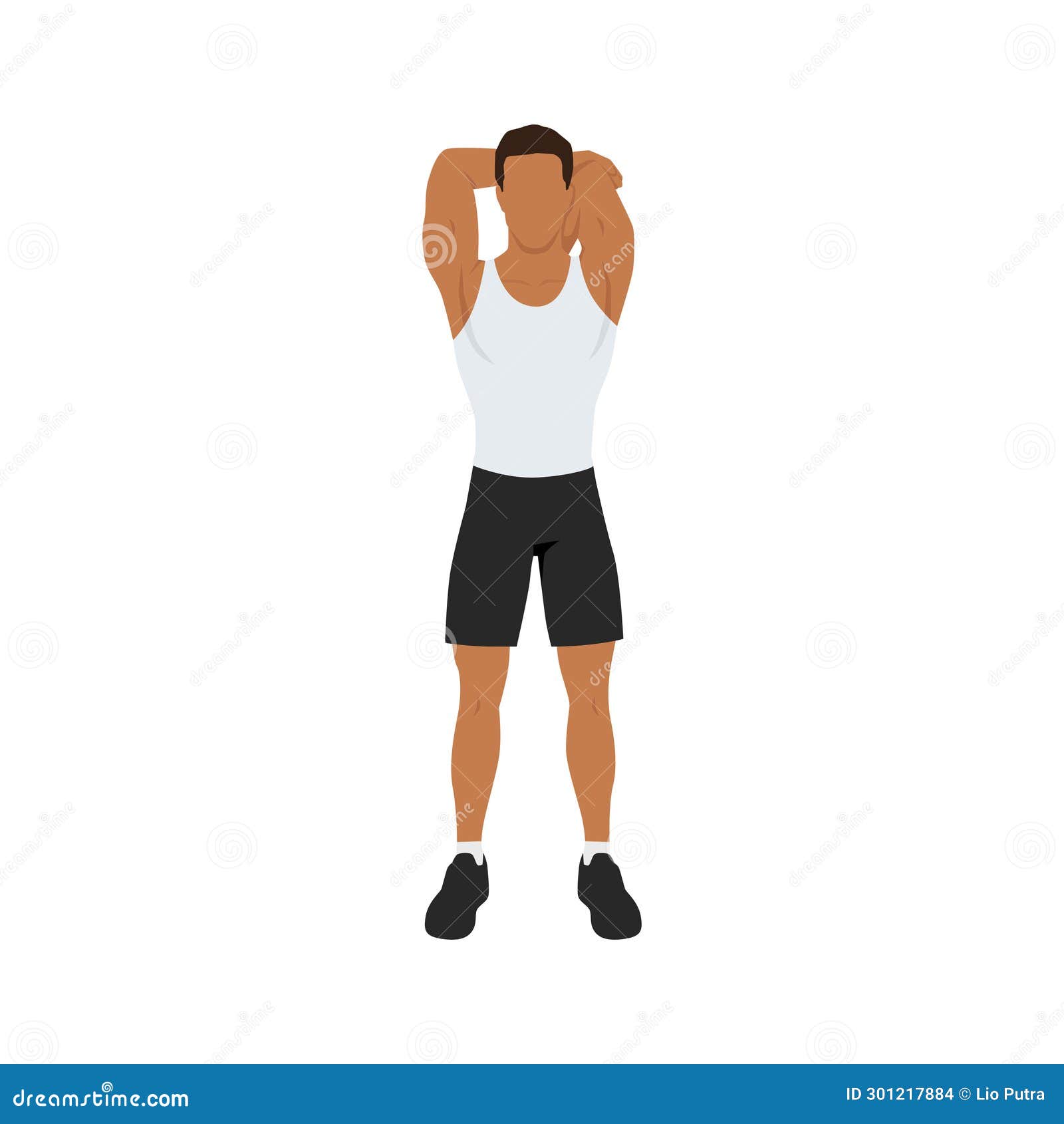 Man Doing Overhead Triceps Stretch Exercise Stock Illustration ...