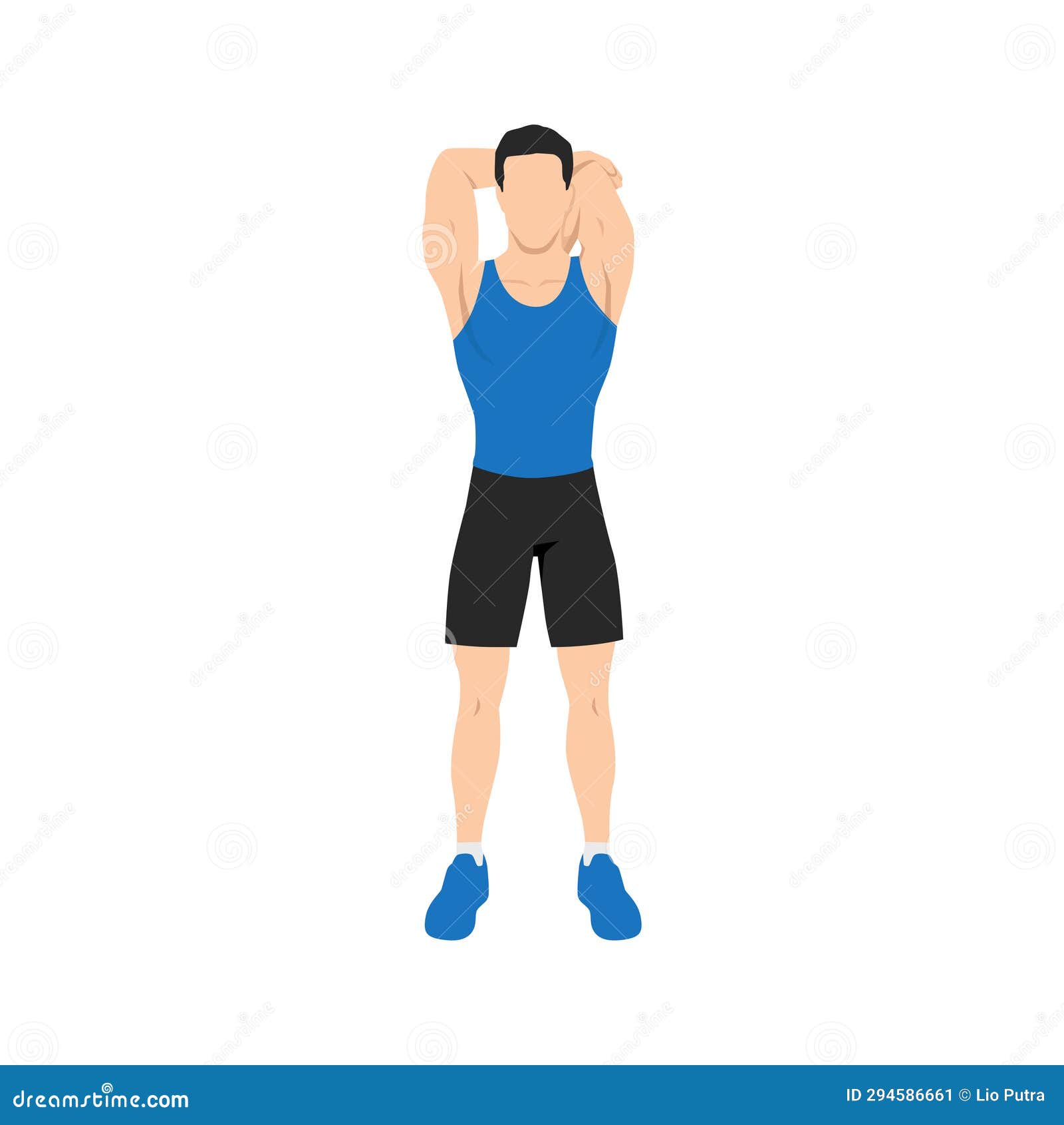 Man Doing Overhead Triceps Stretch Exercise Stock Vector - Illustration ...