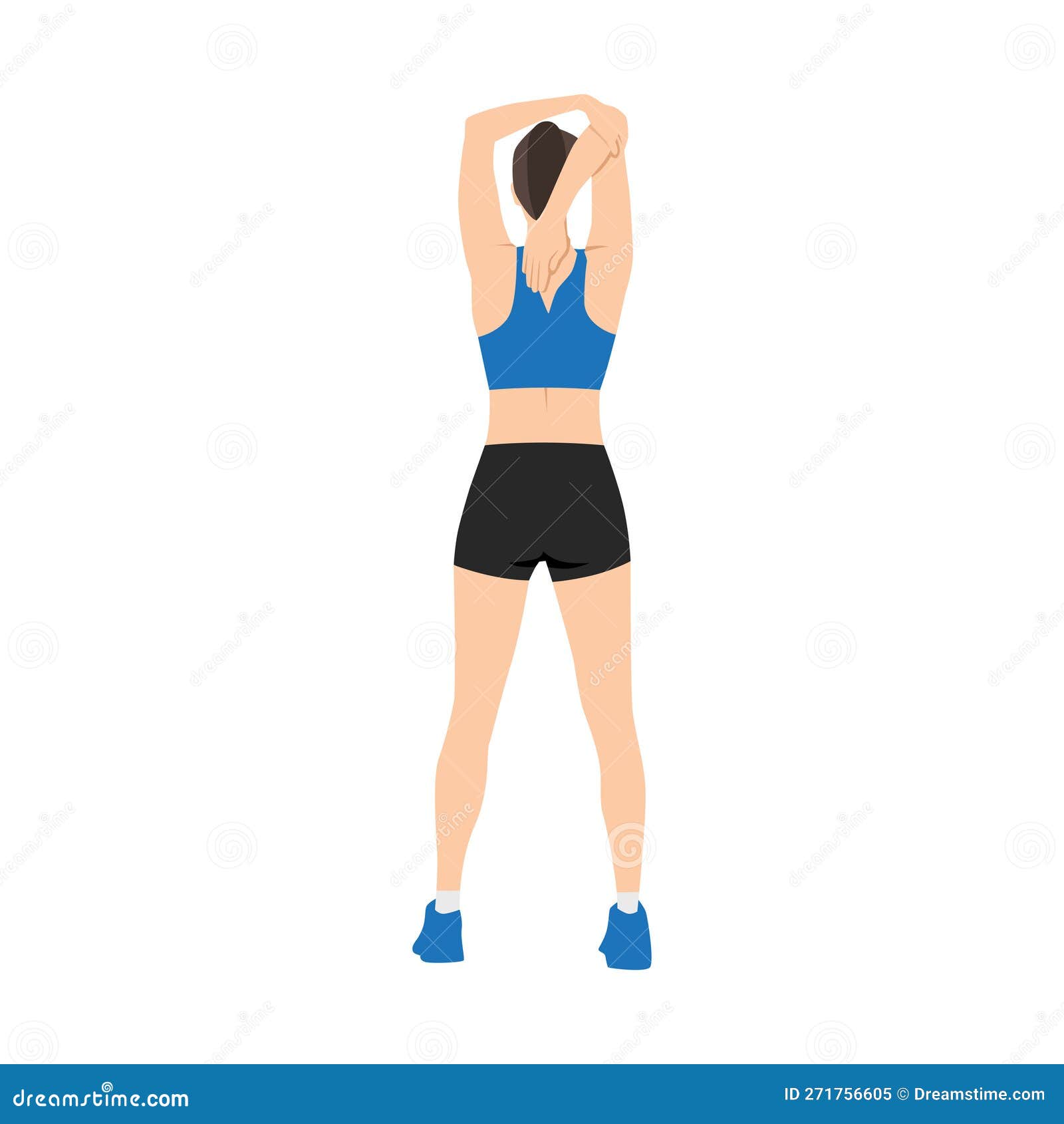 Overhead Triceps Extension Exercise Strength Workout Vector ...