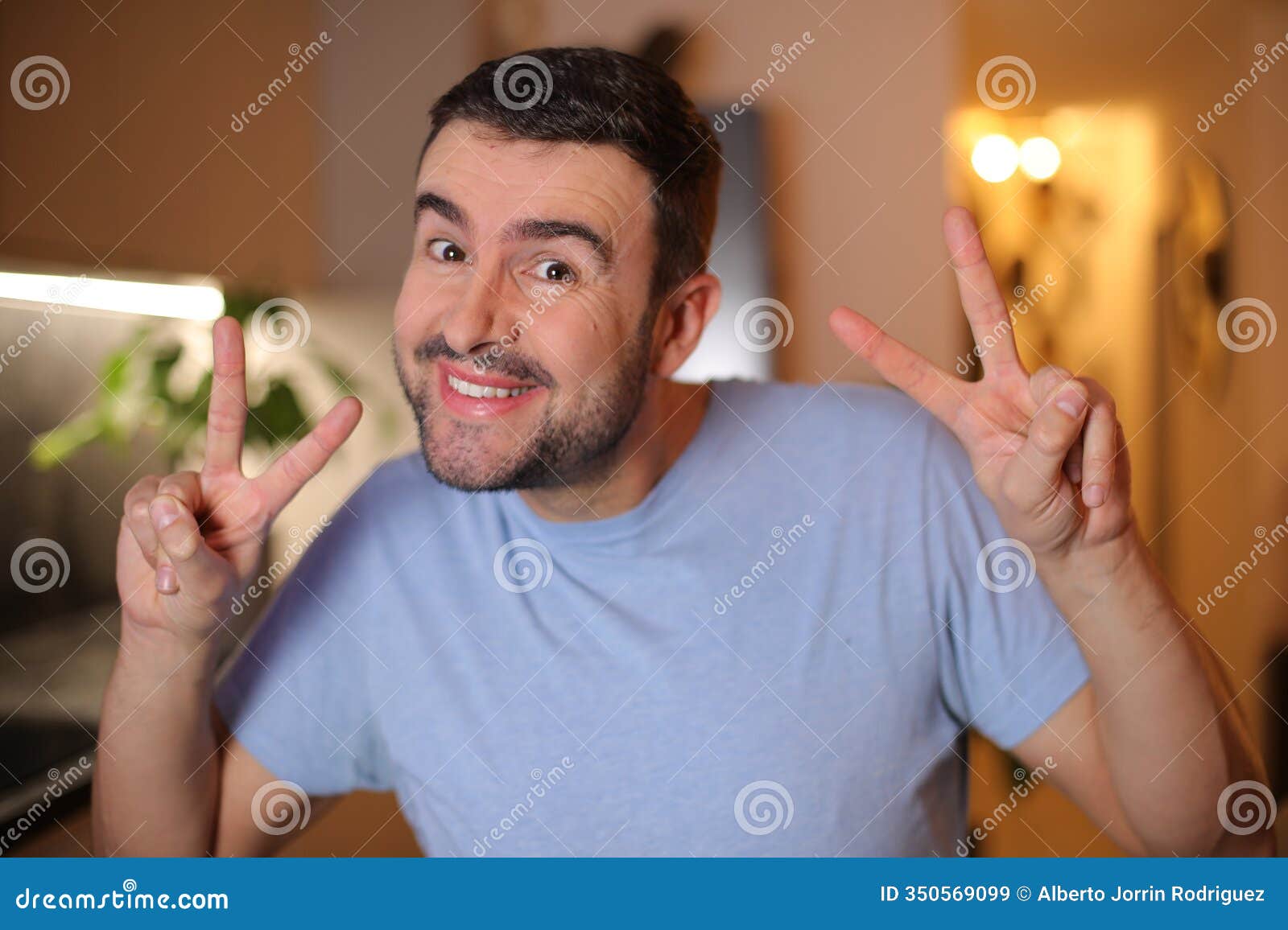 Man Doing the Peace Sign Gesture with Two Hands Stock Image - Image of ...