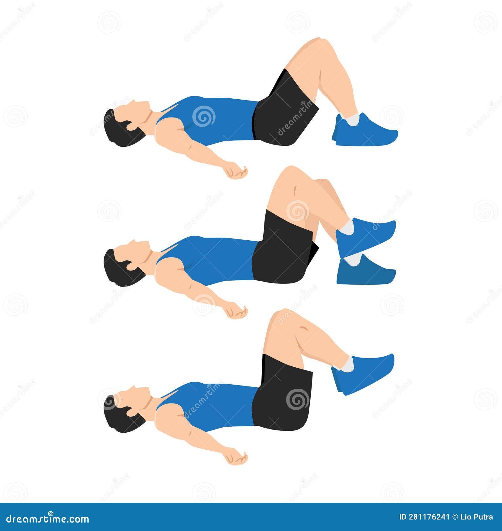 Man Doing Pelvic Tilt With Marching Exercise Stock Vector Illustration Of Body Isolated