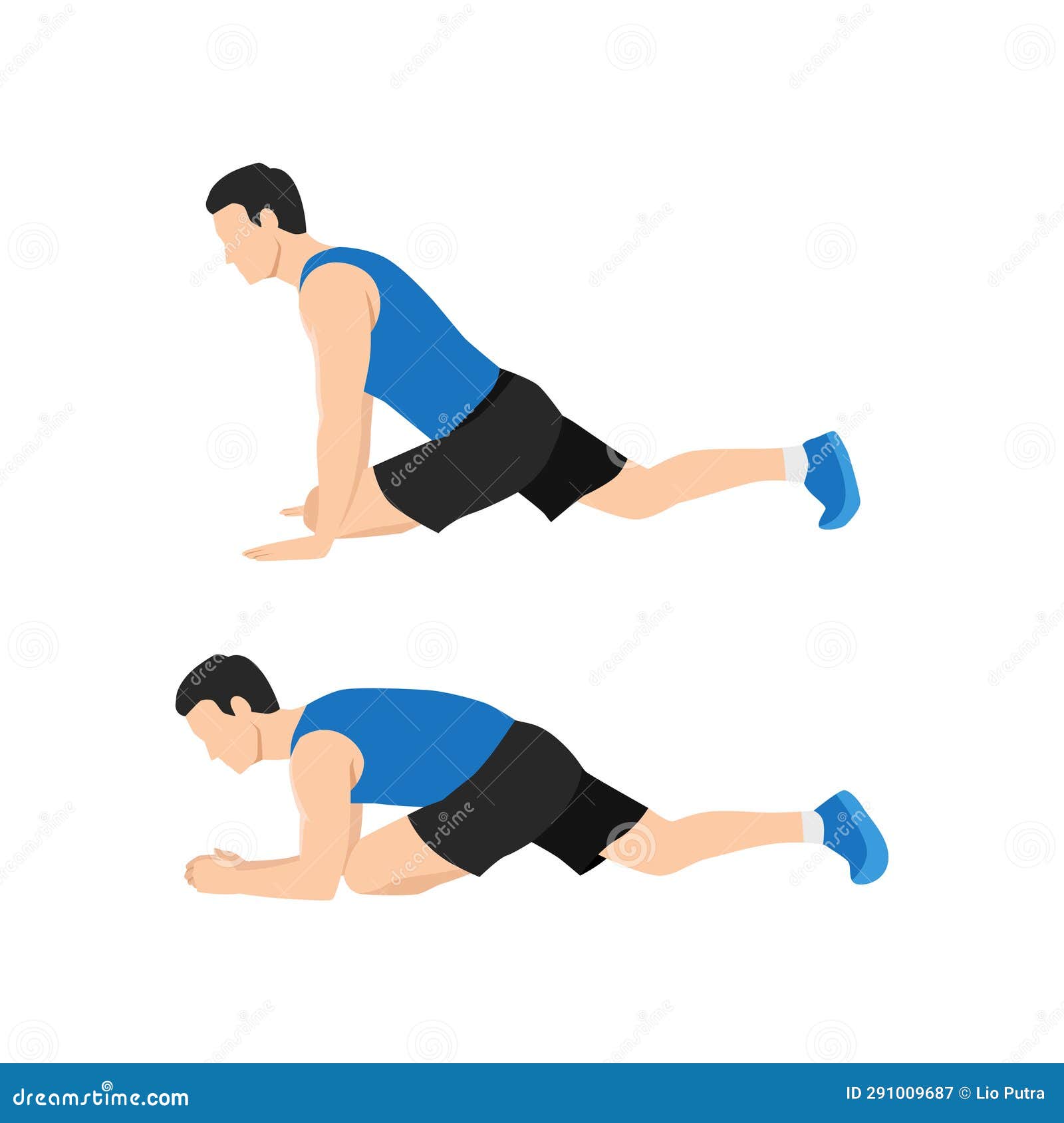 Man Doing Pigeon Glute Stretch Exercise Royalty-Free Illustration ...