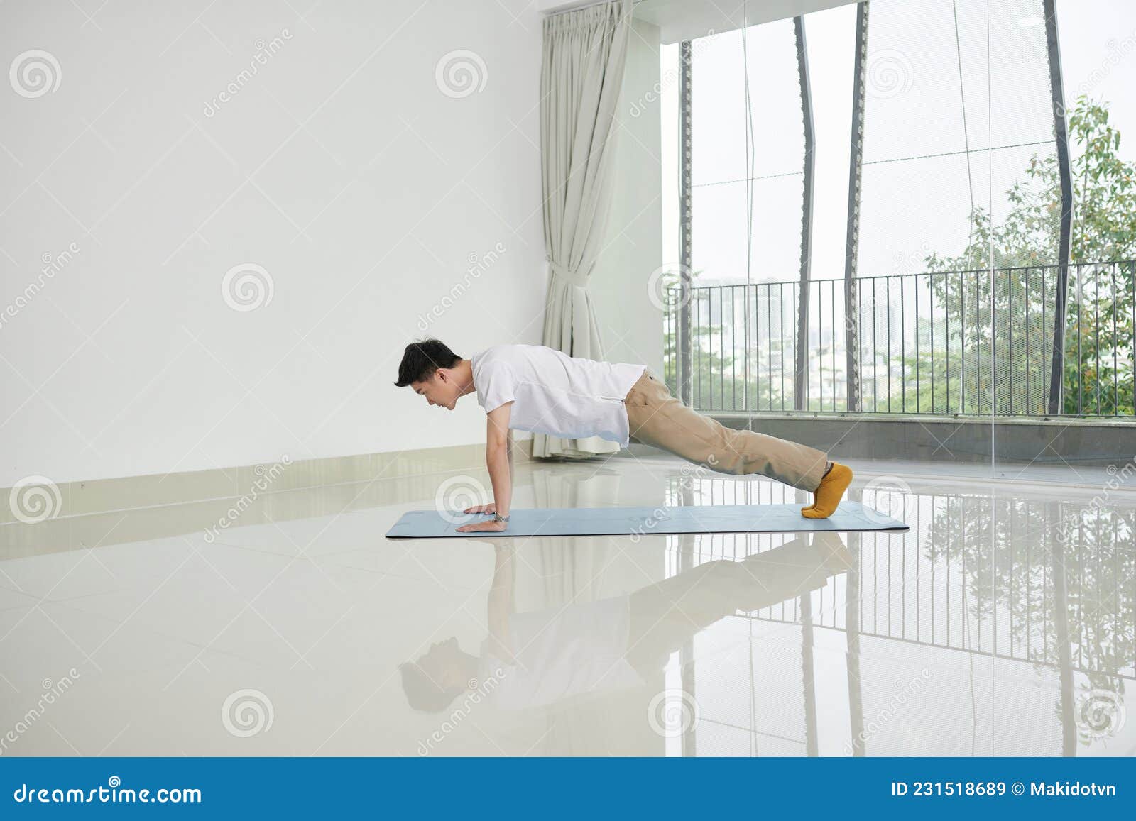 Man Doing Plank Exercise at Home - Image Stock Image - Image of athlete ...