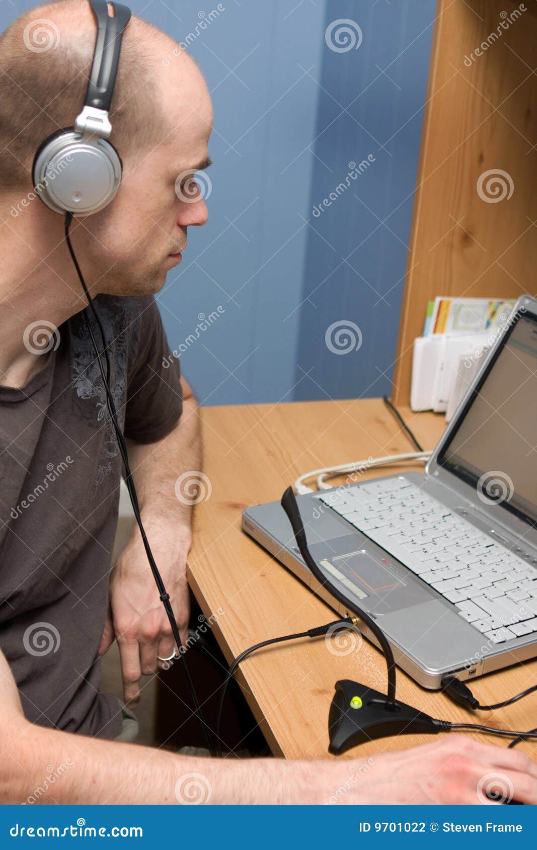 Man Doing Podcast stock photo. Image of cast, young, microphone - 9701022