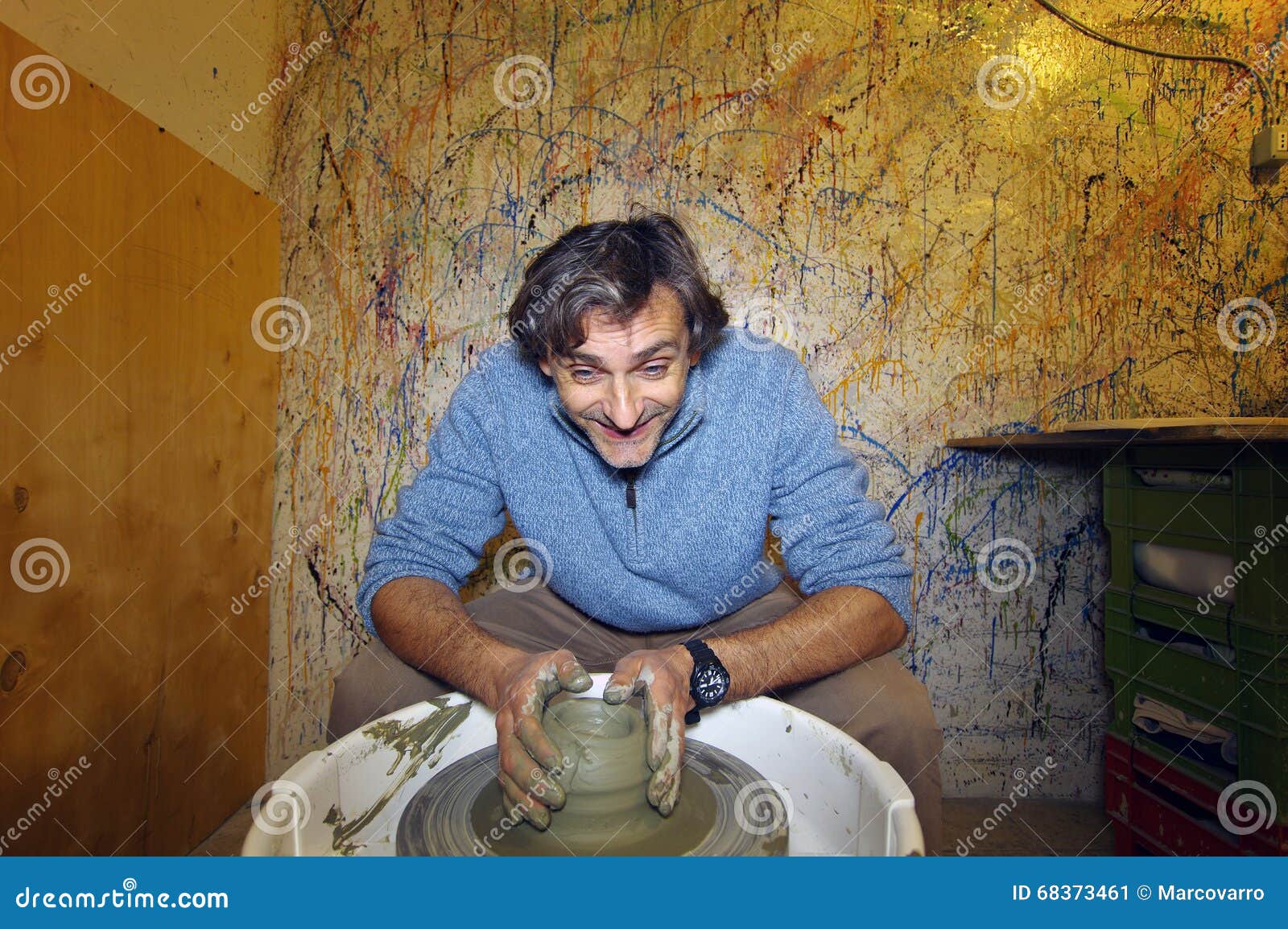 Man doing pottery work stock image. Image of potter, shaping - 68373461